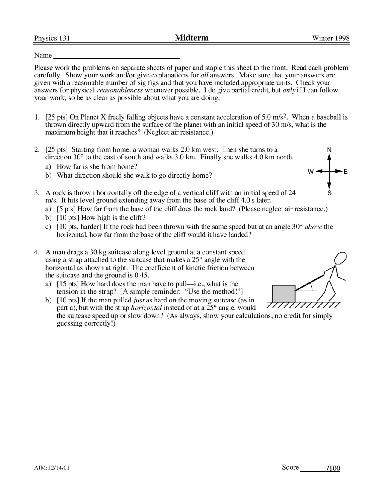 Constant Acceleration - General Physics - Past Paper - Docsity