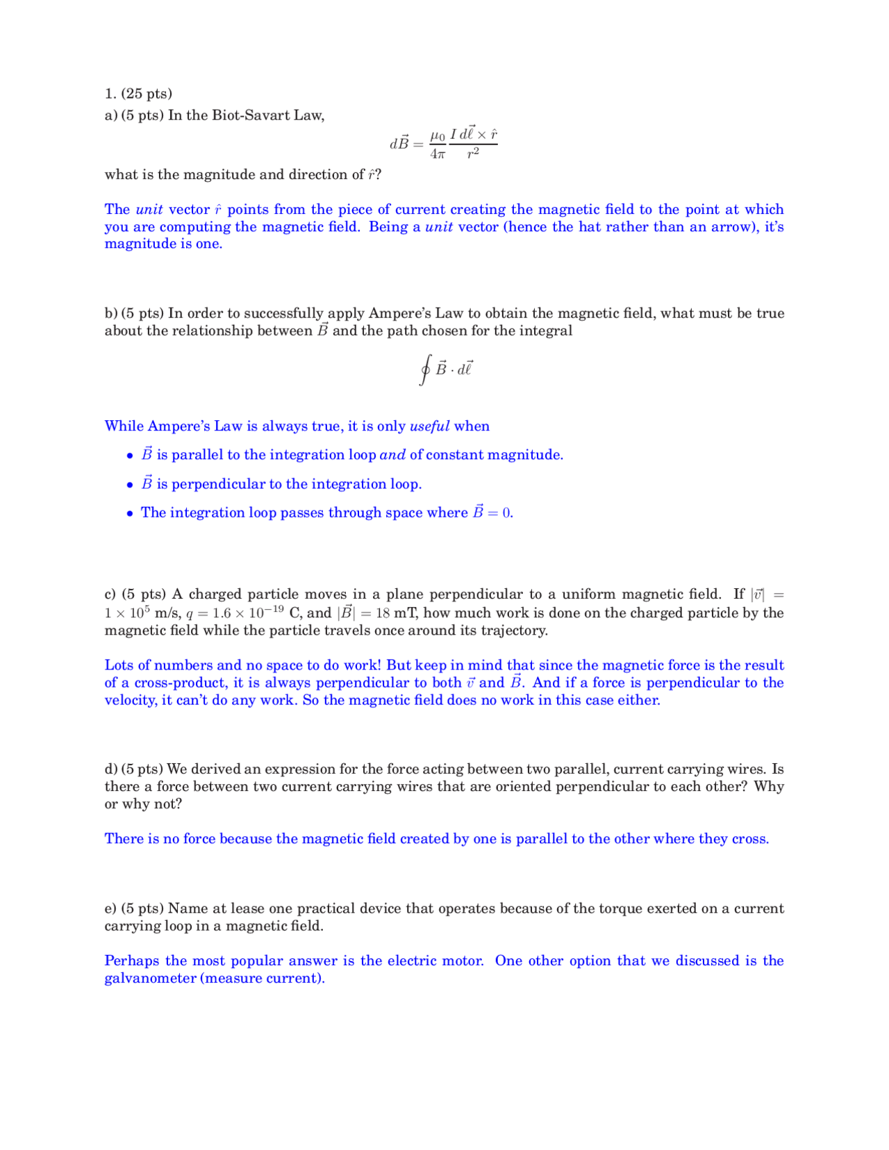 Biot Savart Law General Physics Solved Past Paper Exams Physics