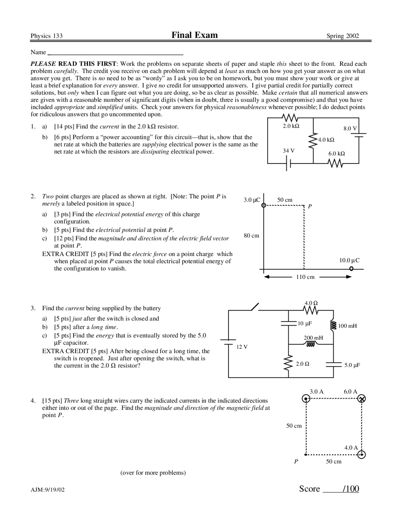 Power Accounting - General Physics - Past Paper - Docsity