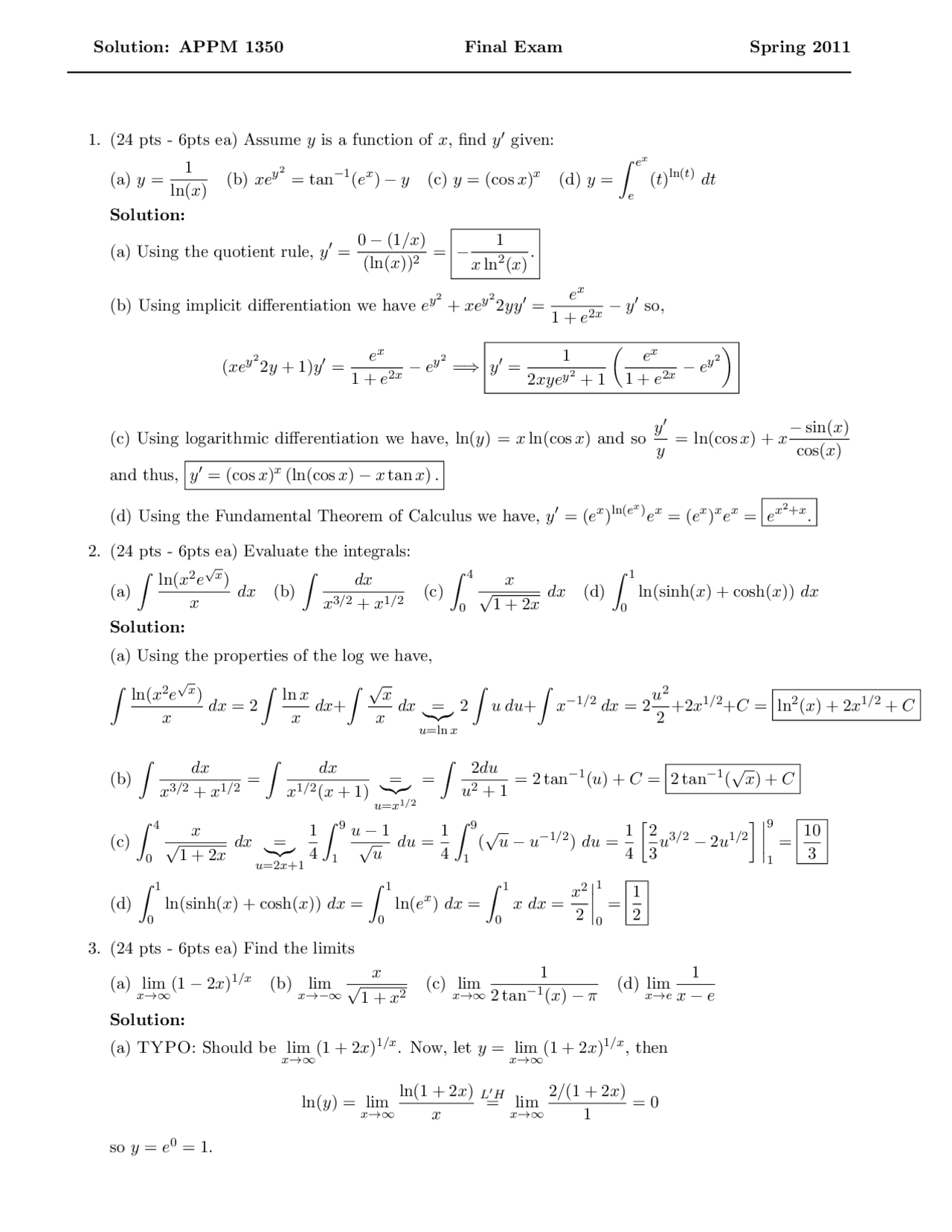 Linearization Calculus One For Engineers Solved Exam Docsity