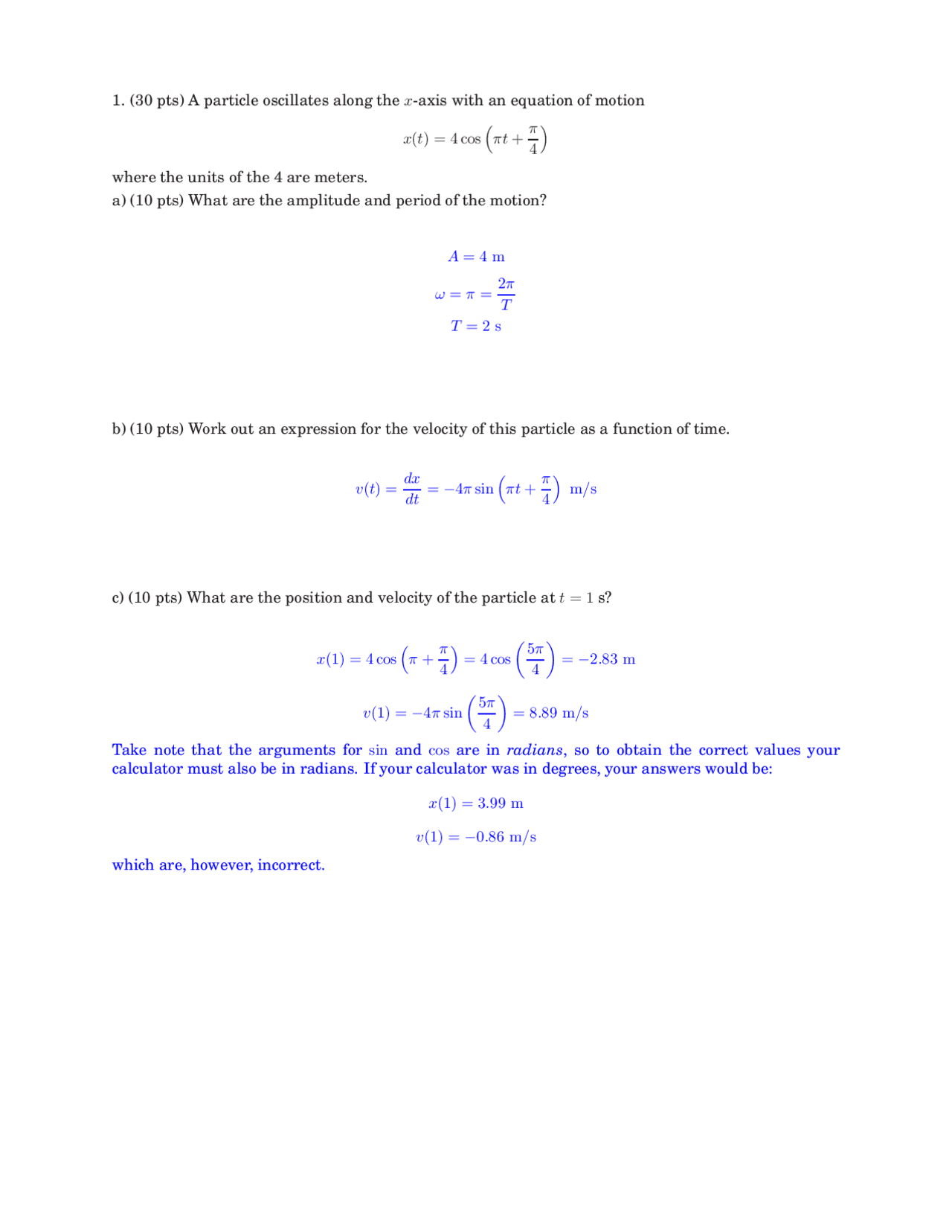 Equation Of Motion General Physics Solved Past Paper Docsity