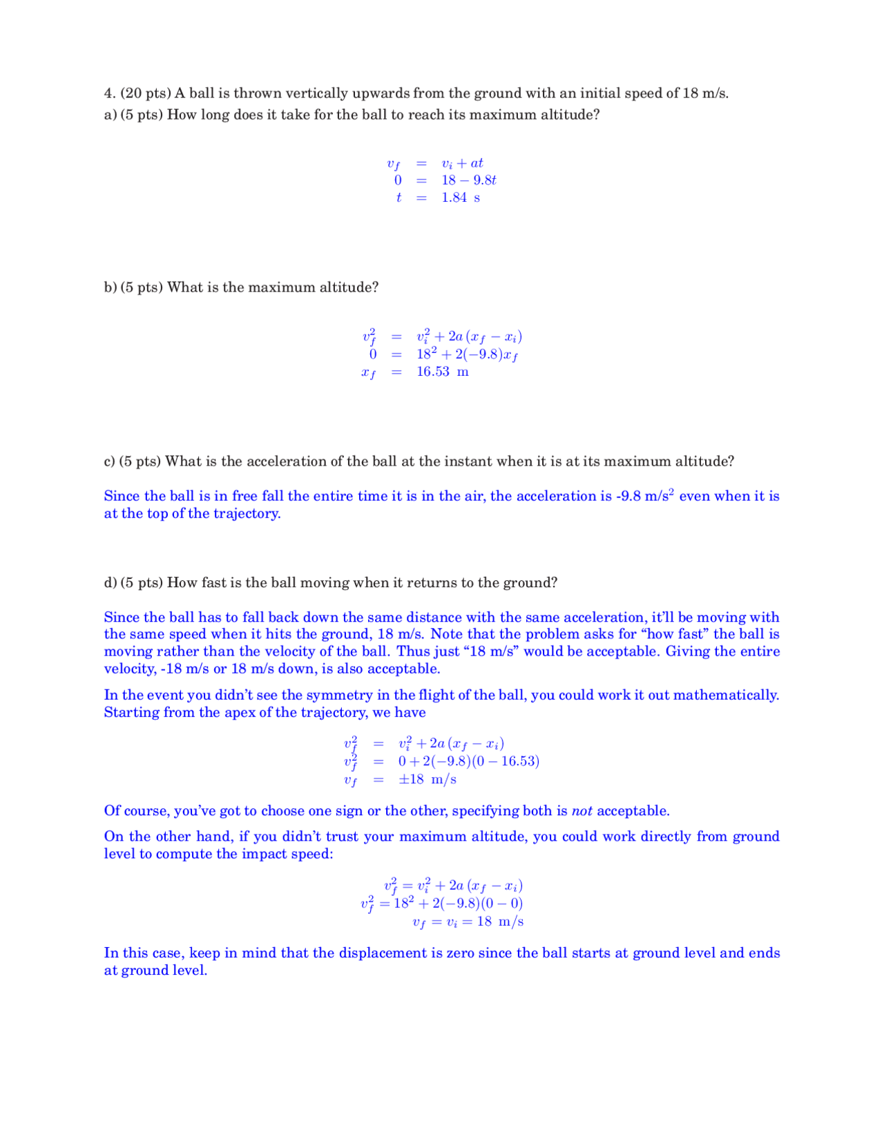 Maximum Altitude General Physics Solved Past Paper Docsity