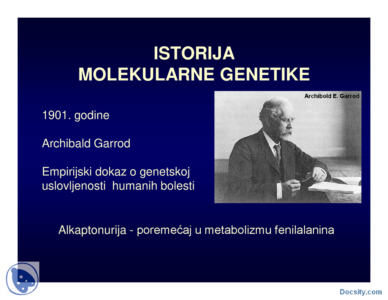 Molekularna genetika-Istorijat Part2-slajdovi | Slajdovi' predlog Genetika - Docsity