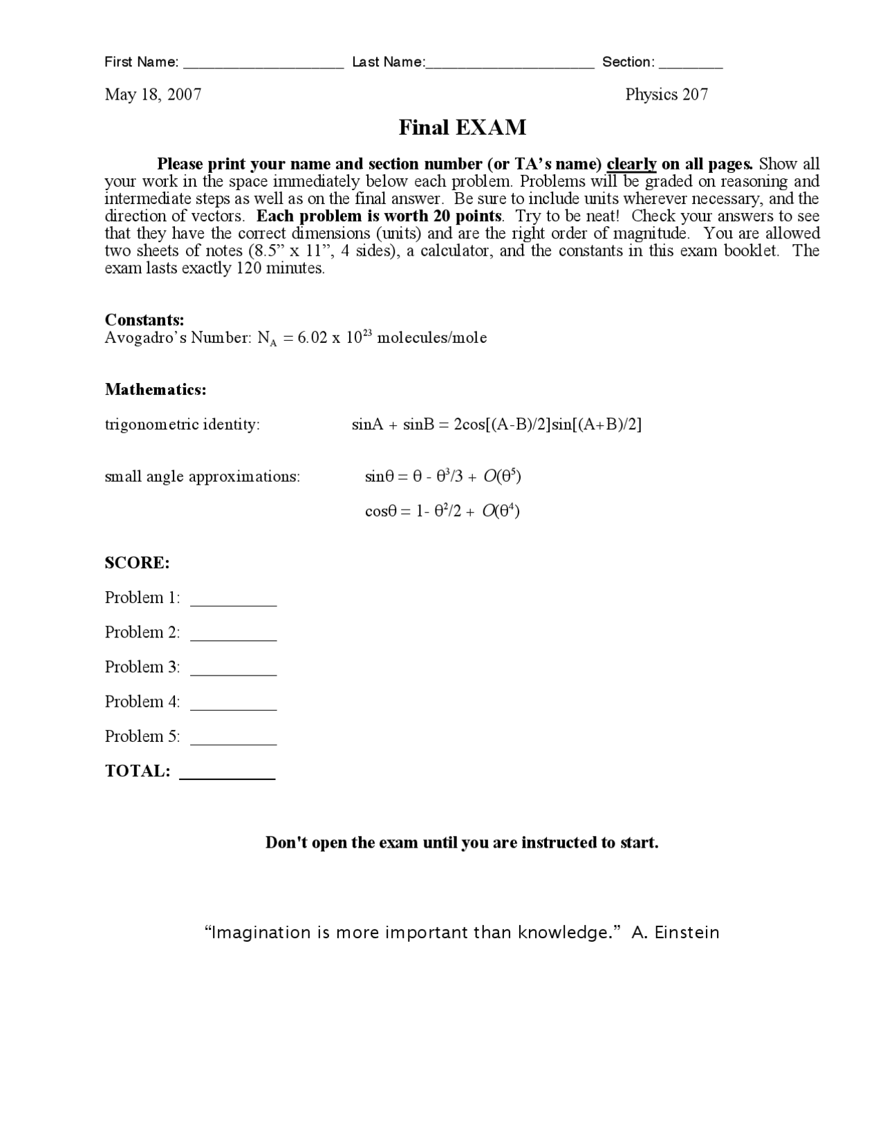 Young Modulus - General Physics - Past Paper - Docsity