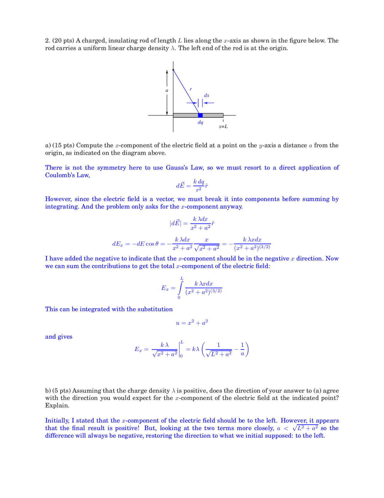 Gauss Law - General Physics - Solved Past Paper - Docsity