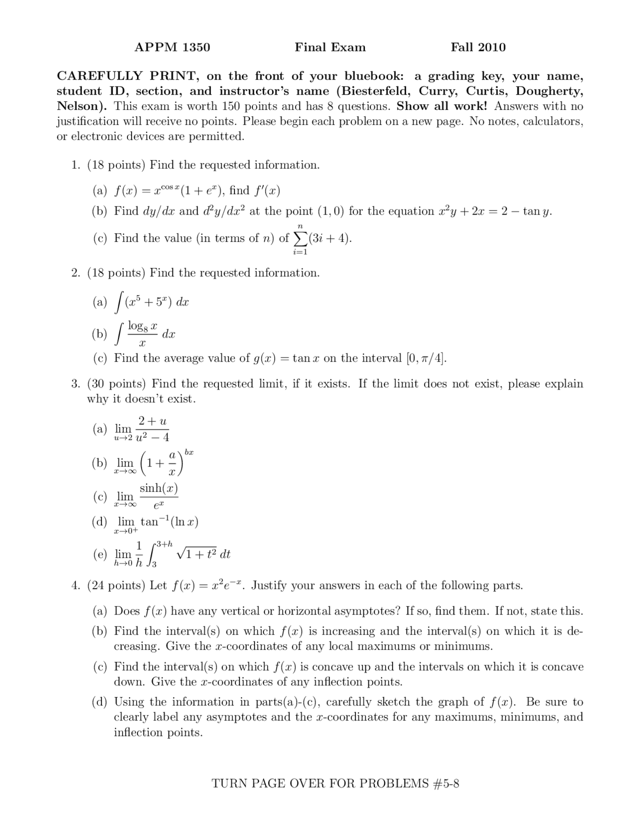 Horizontal Asymptotes Calculus One For Engineers Exam Docsity