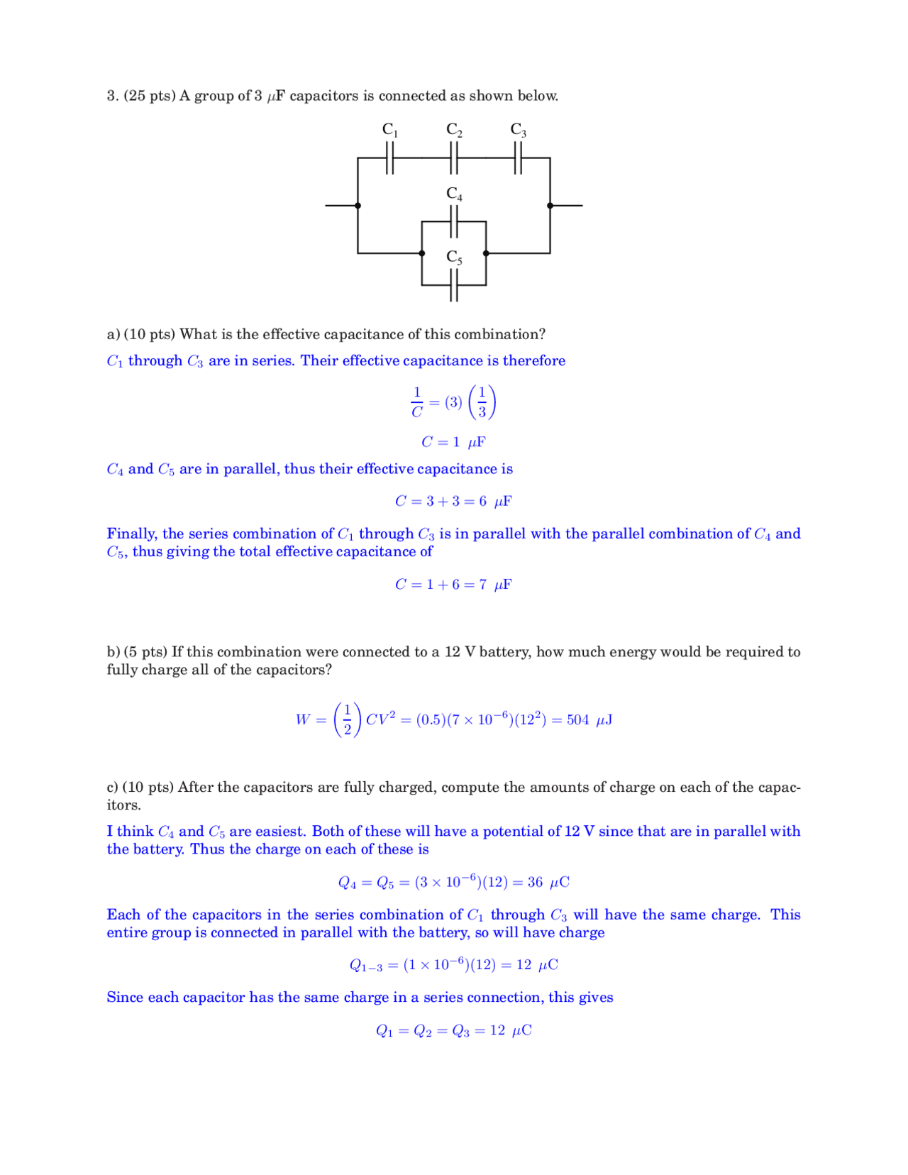 Series Combination General Physics Solved Past Paper Docsity