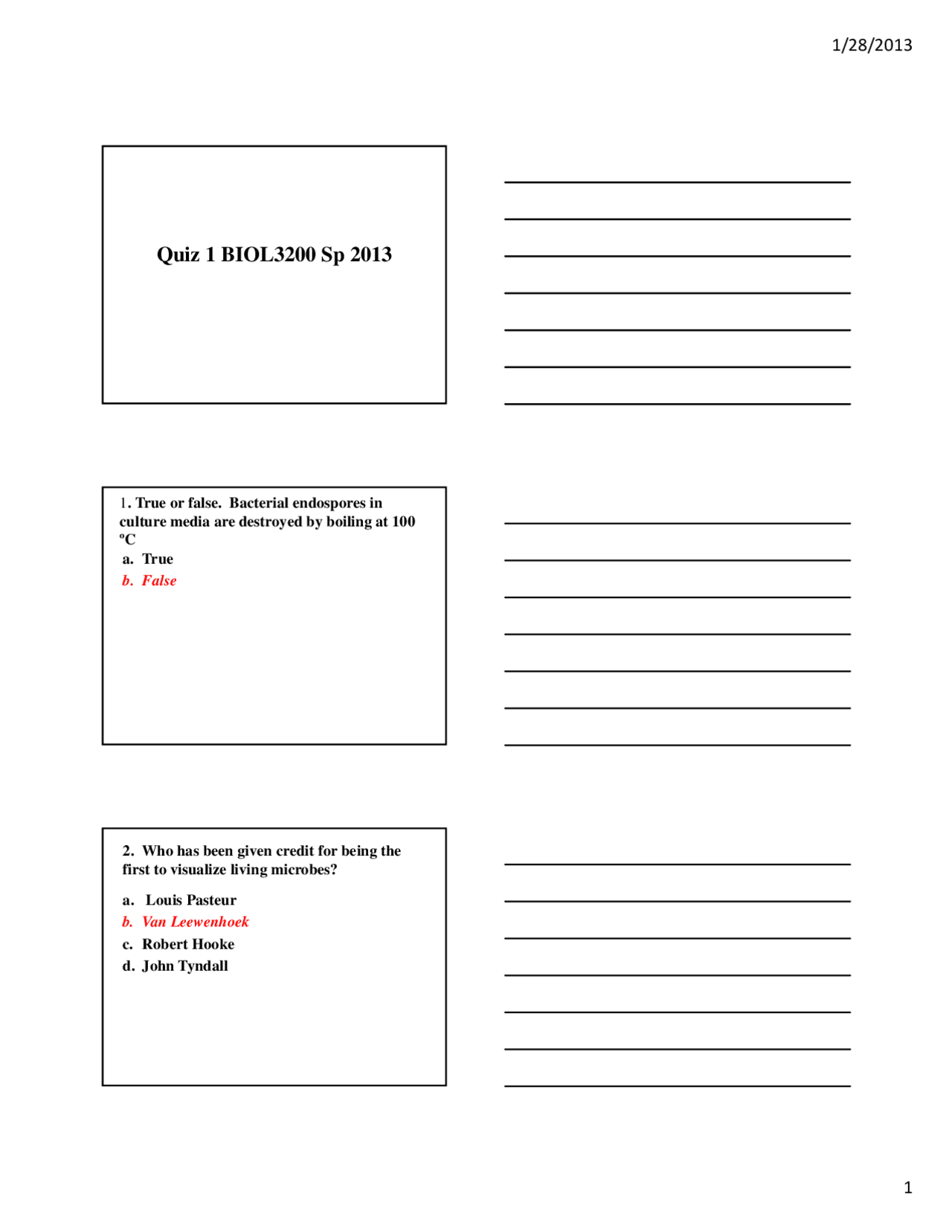 Quiz 1 With Answer Key General Microbiology Biol 3200 Docsity
