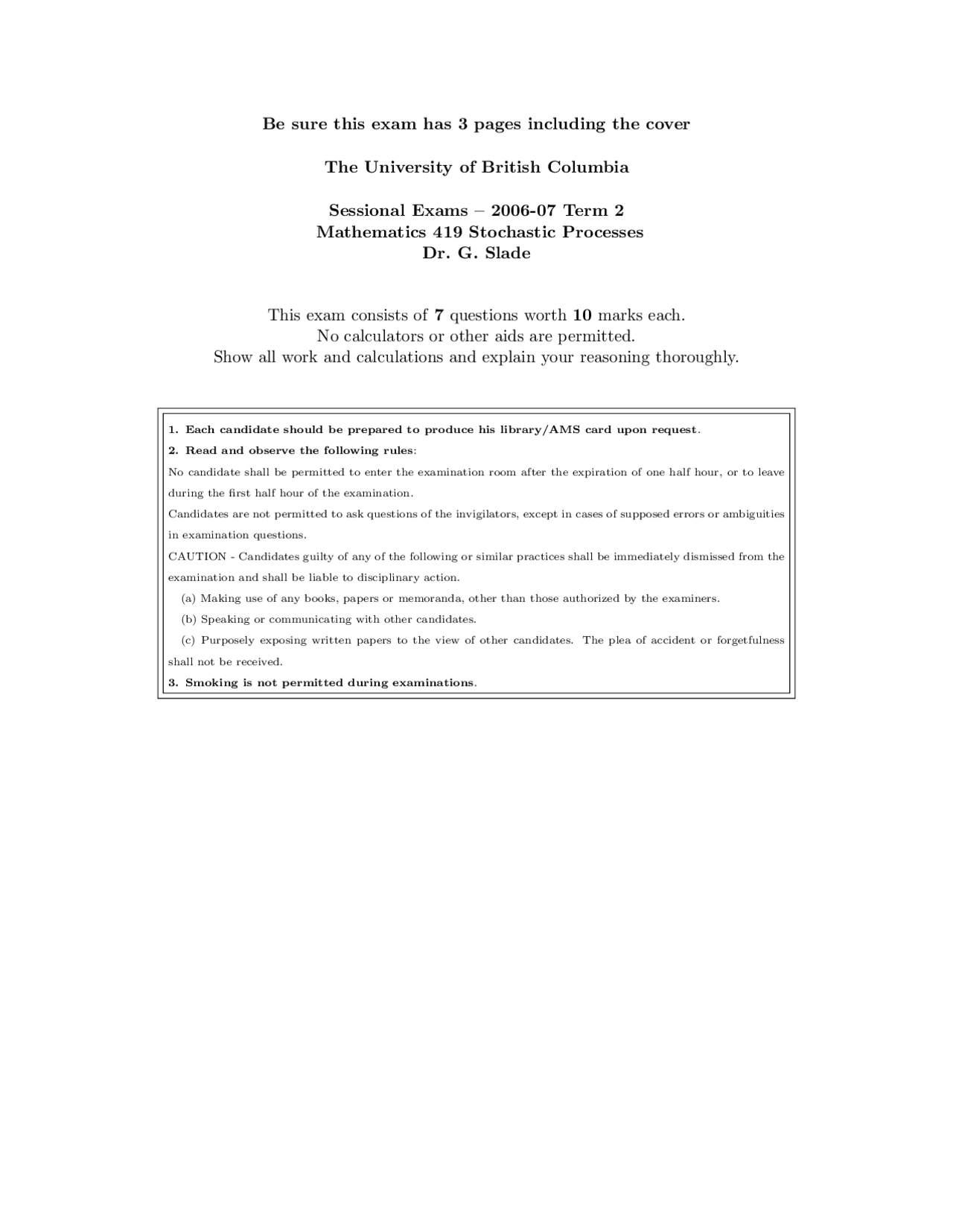 Symmetric Simple Random Stochastic Processes Exam Docsity