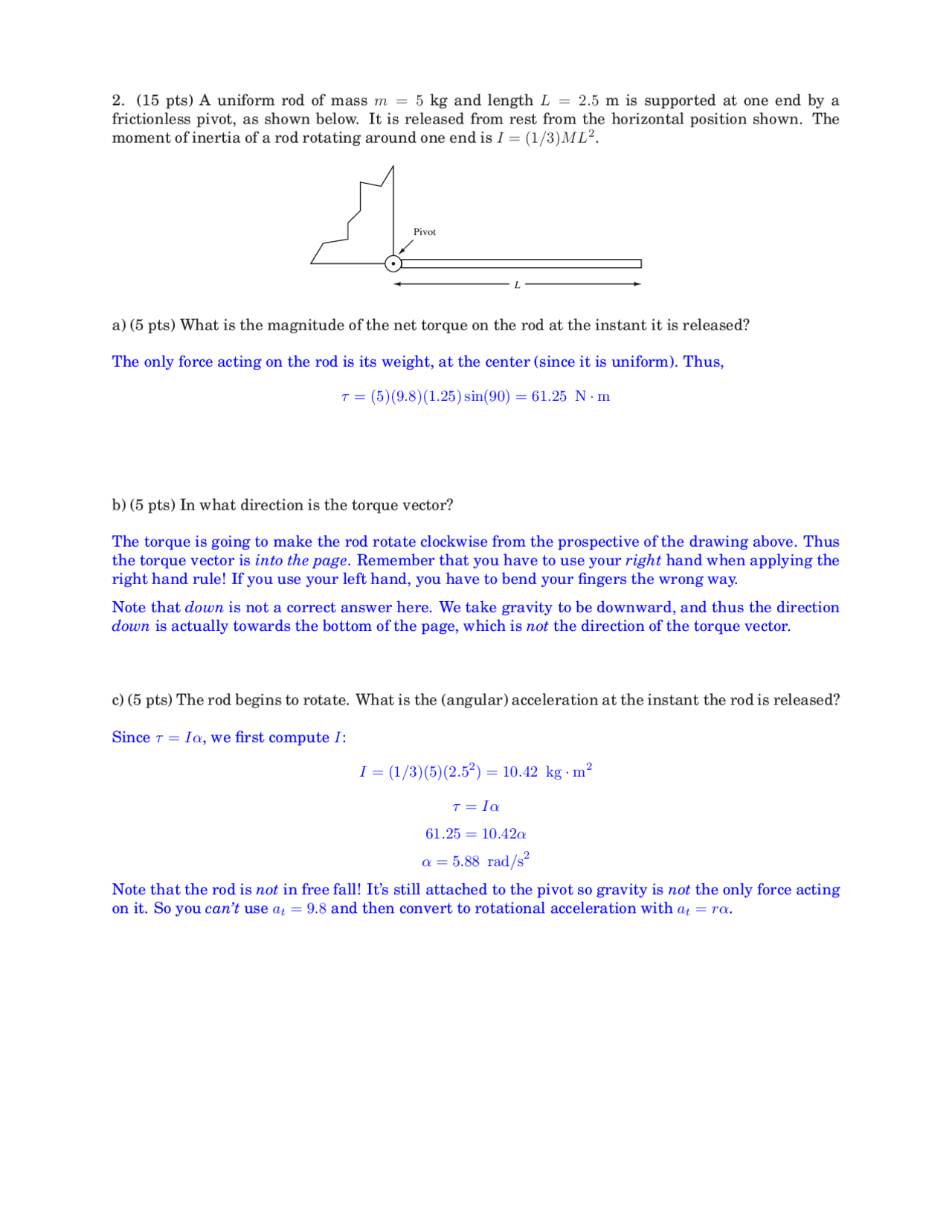 Magnitude Of Net Torque General Physics Solved Past Paper Docsity