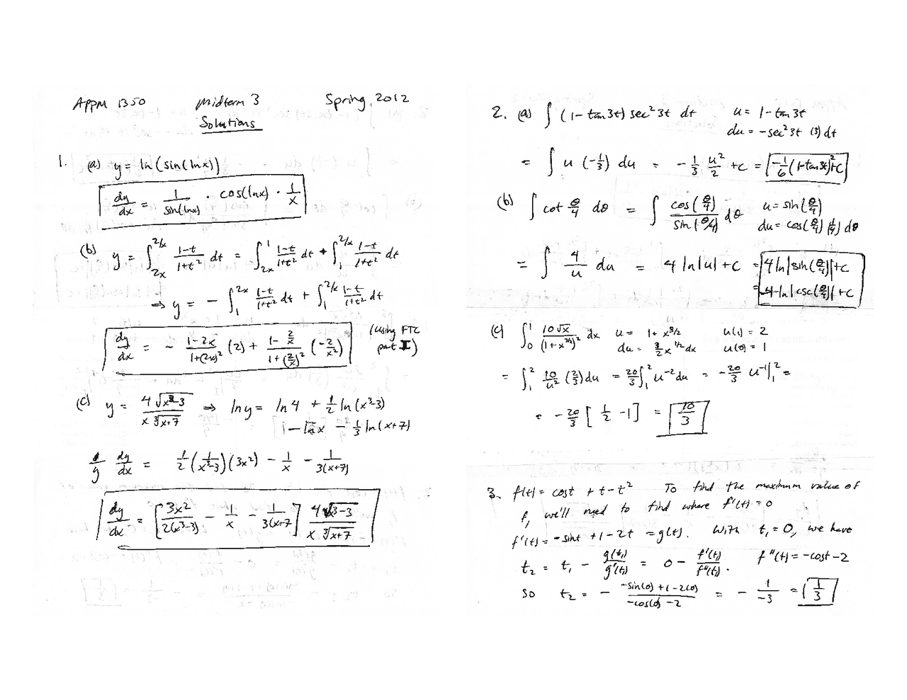 Logarithmic Calculus One For Engineers Solved Exam Docsity