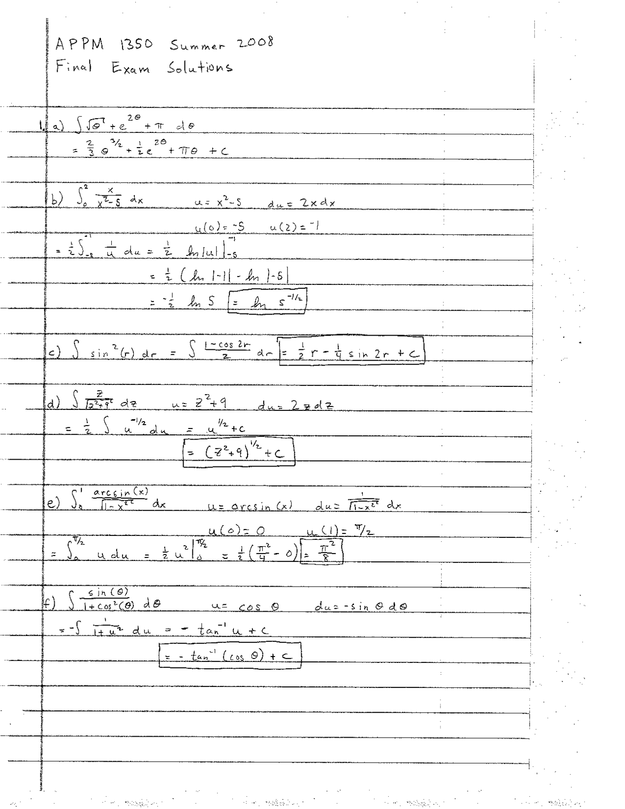 Derivatives - Calculus One for Engineers - Solved Exam | Exams Calculus ...