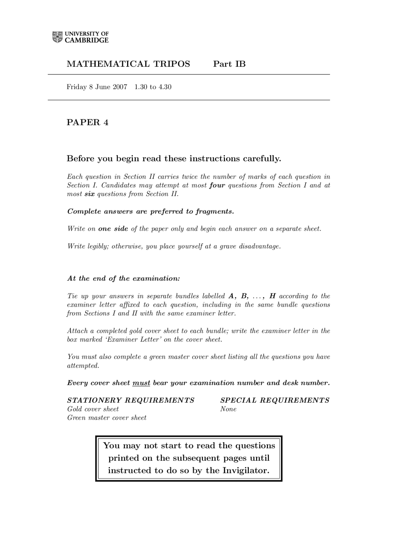 Dual Map Mathematics Exam Docsity