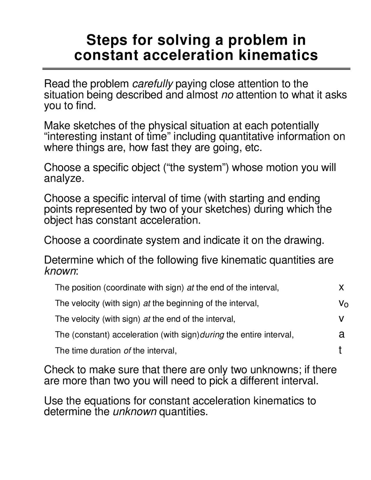 Constant Acceleration Kinematics General Physics Solved Past Paper