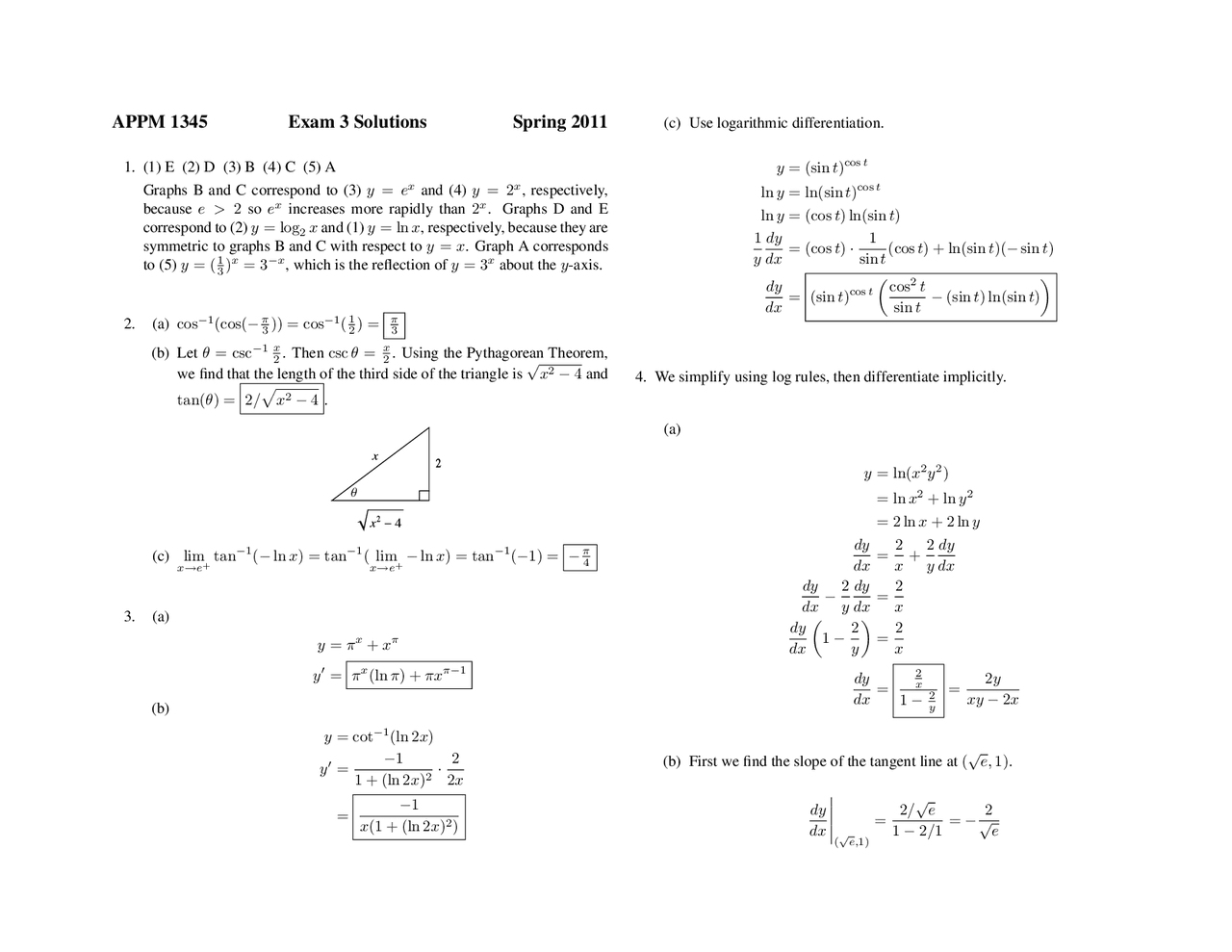 Shaded Region Calculus One Solved Exam Docsity