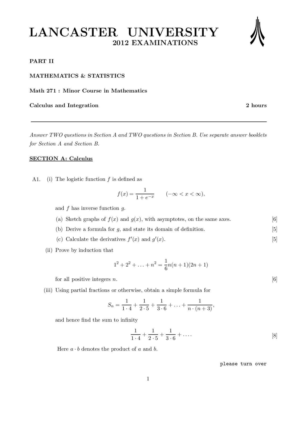 Logistic Function - Minor Course in Mathematics - Exam | Exams ...