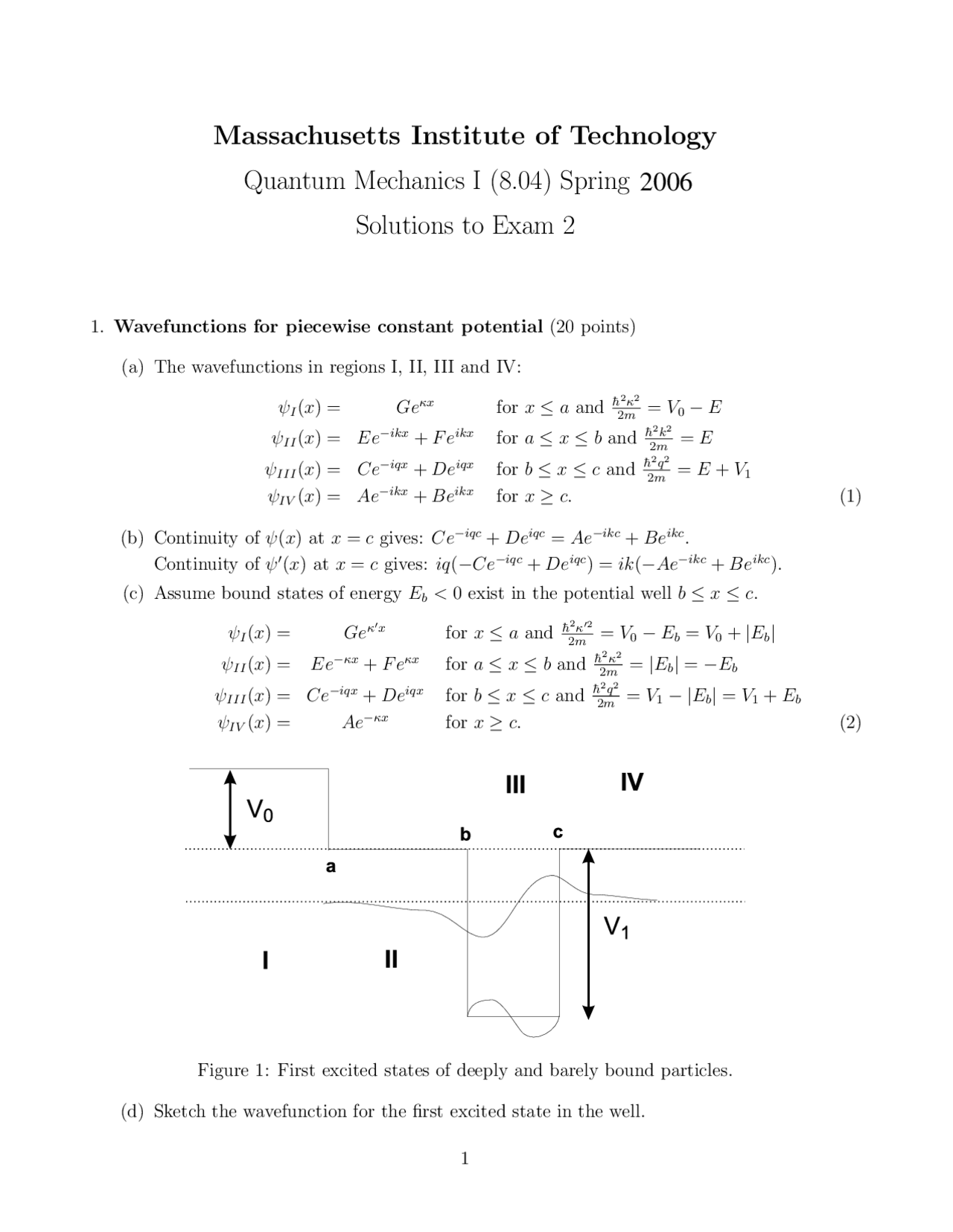 Piecewise Constant Potential - Quantum Physics - Solved Past Exam - Docsity