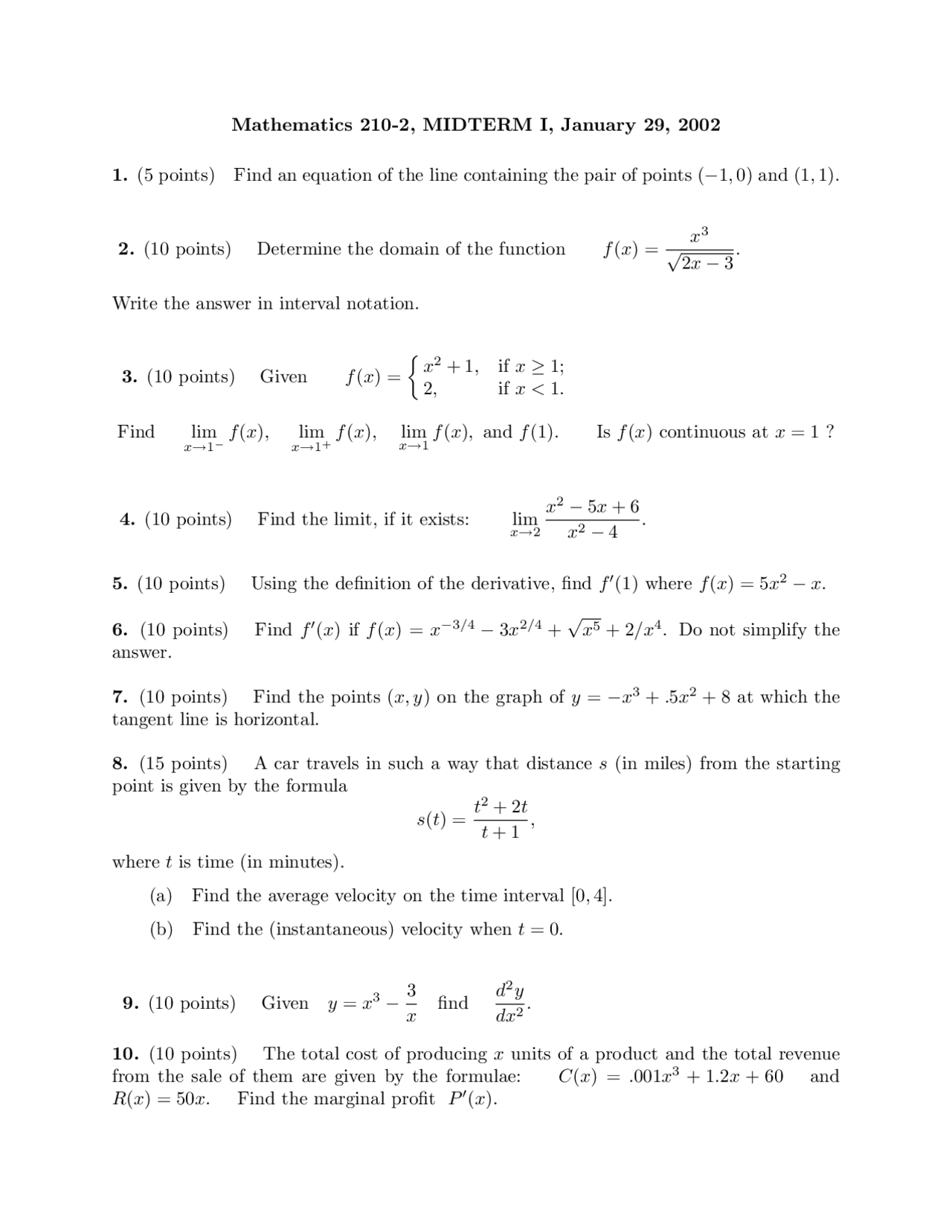 Interval Notation Calculus Exam Docsity