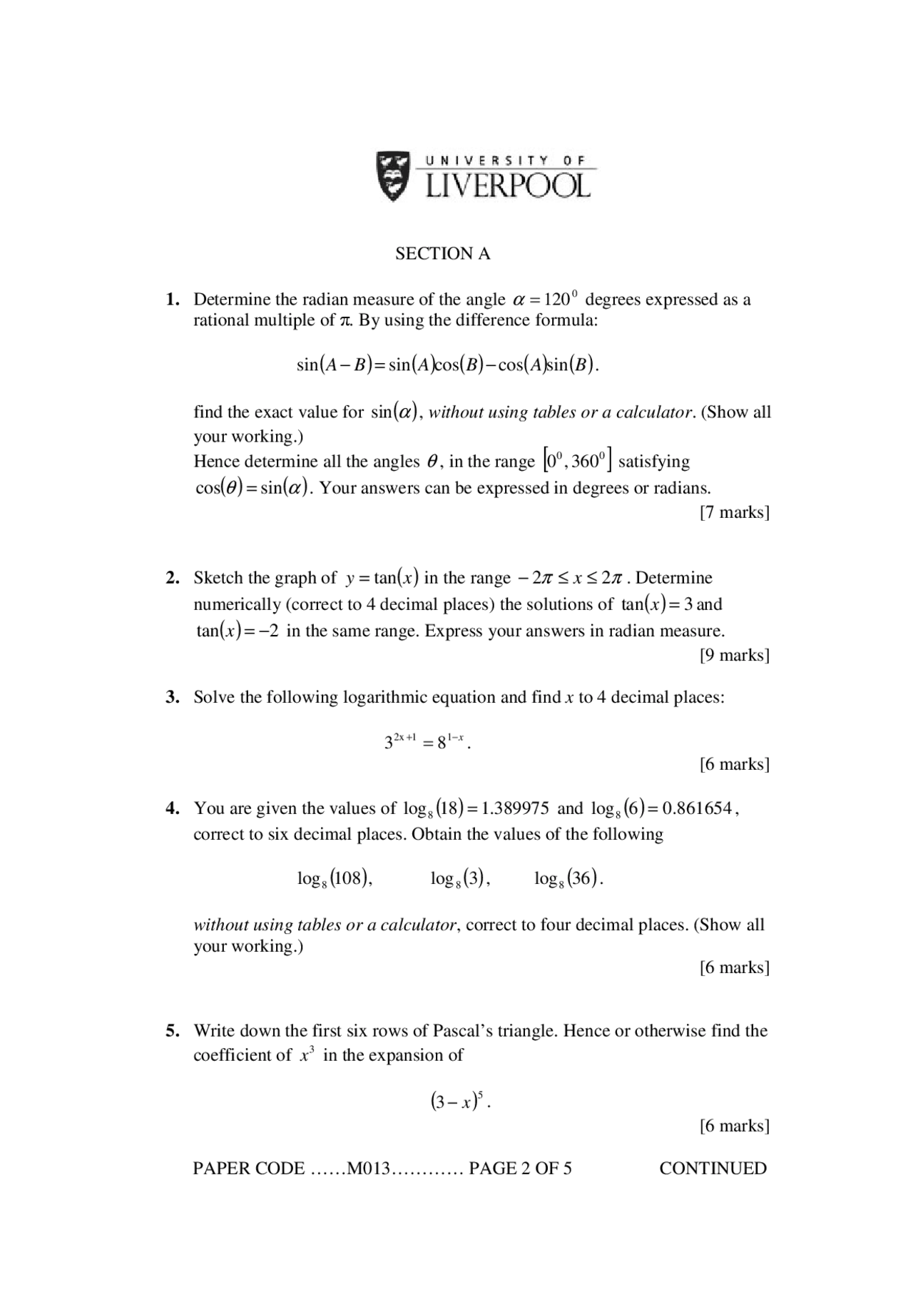 Degrees Or Radians Mathematics Exam Docsity