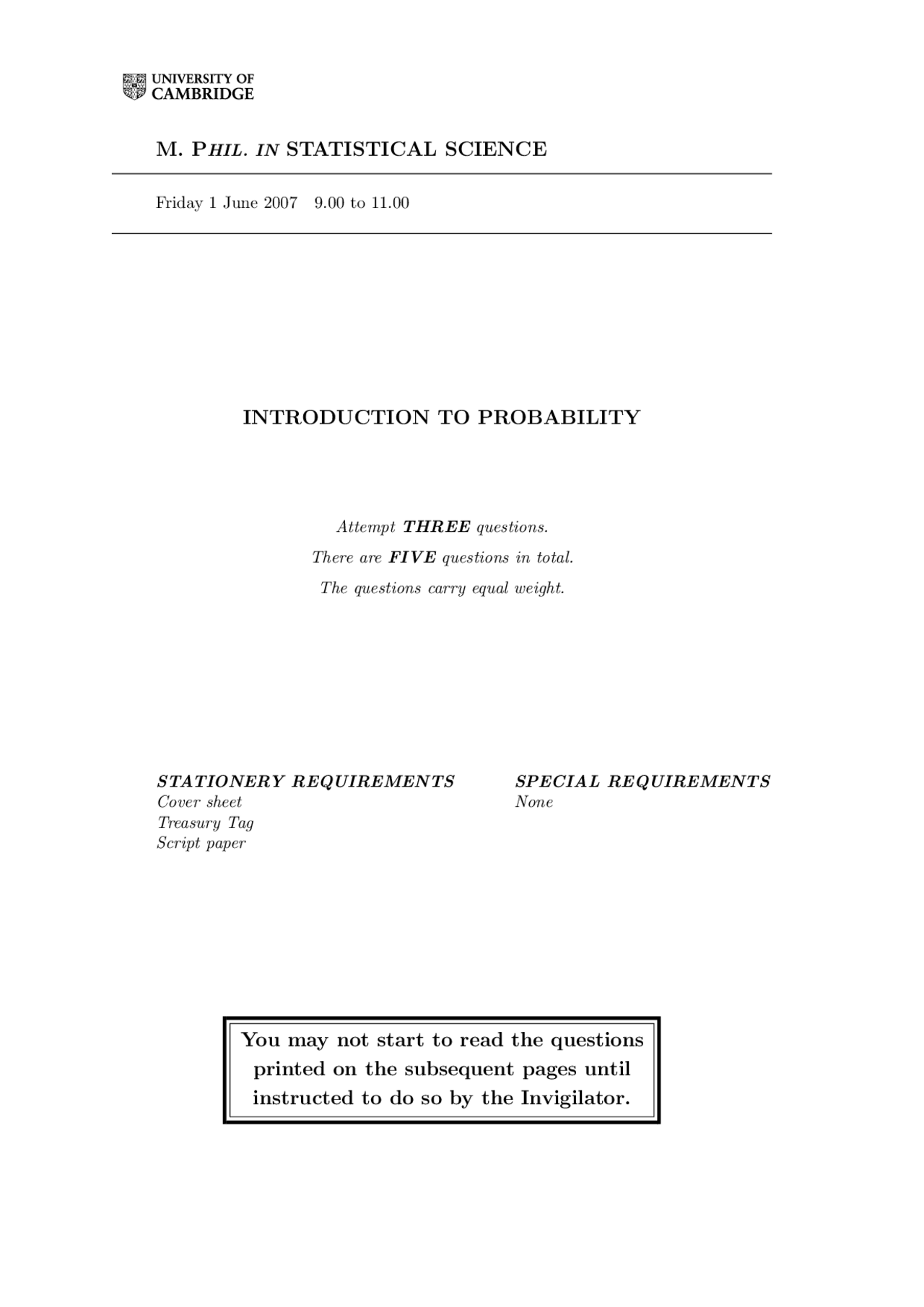 Bernoulli Random Variables - Statistical Science - Exam - Docsity