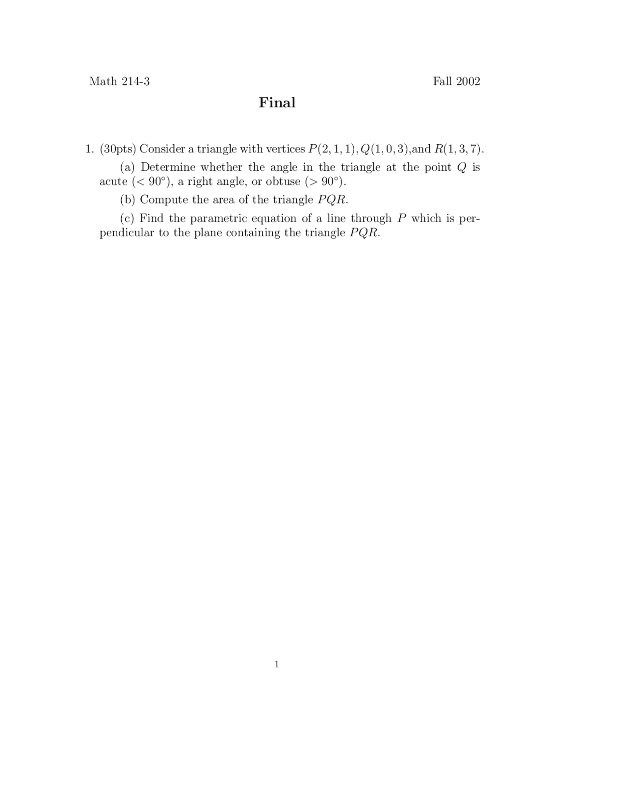 Triangle Differential Calculus Of Multivariable Functions Exam
