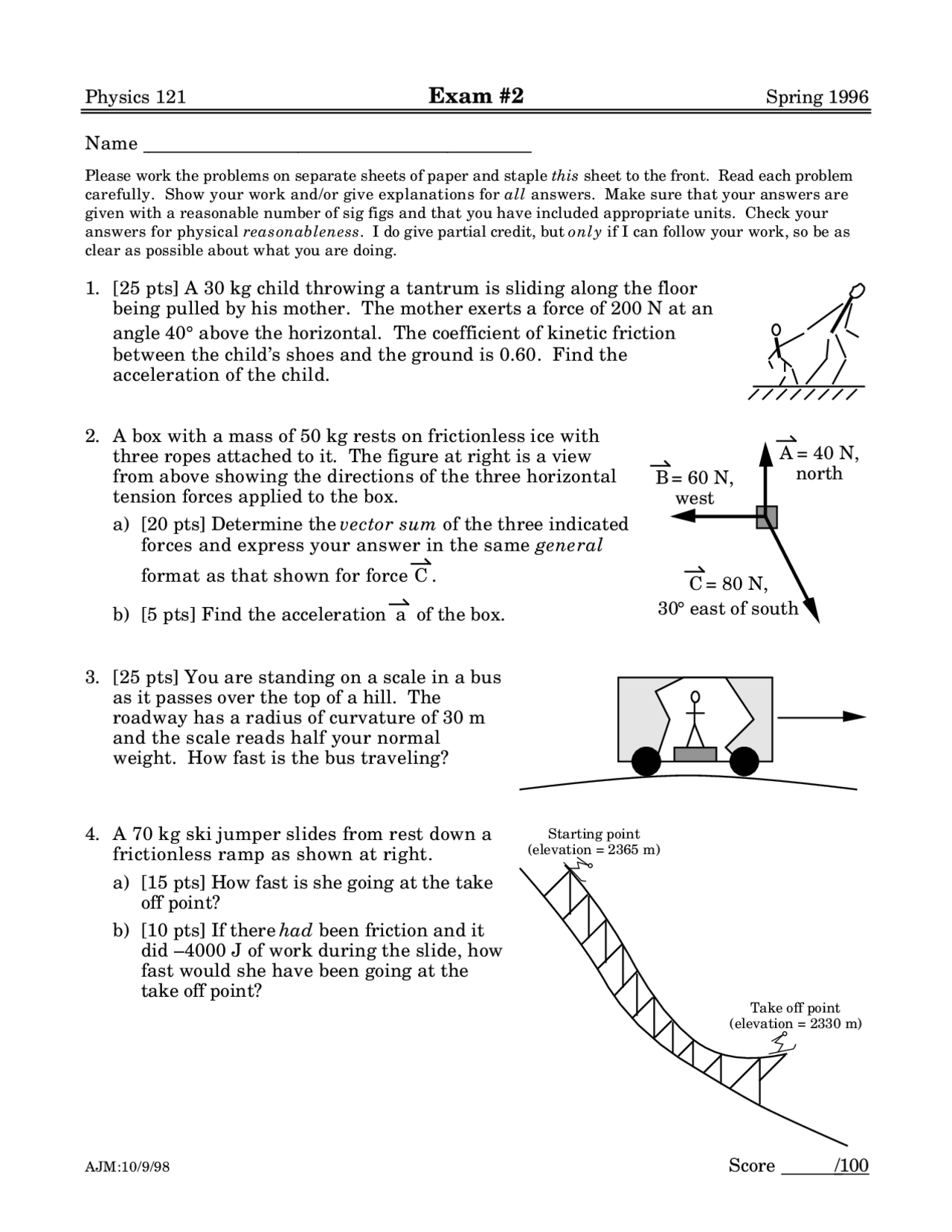 Tension Forces - Physics - Past Paper - Docsity