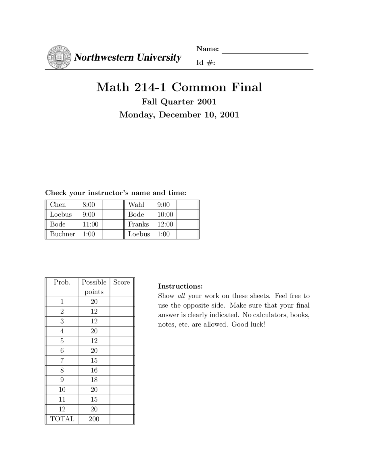 Equation Differential Calculus Of One Variable Functions Exam Docsity