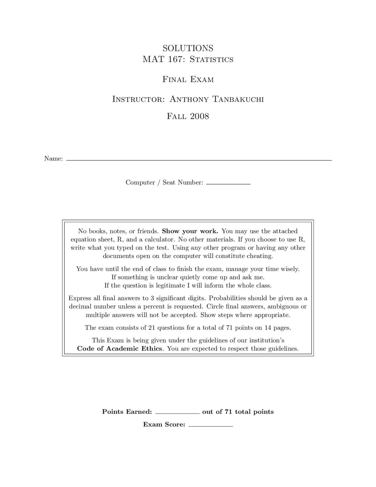 Mode Introduction To Statistics Solved Exam Docsity