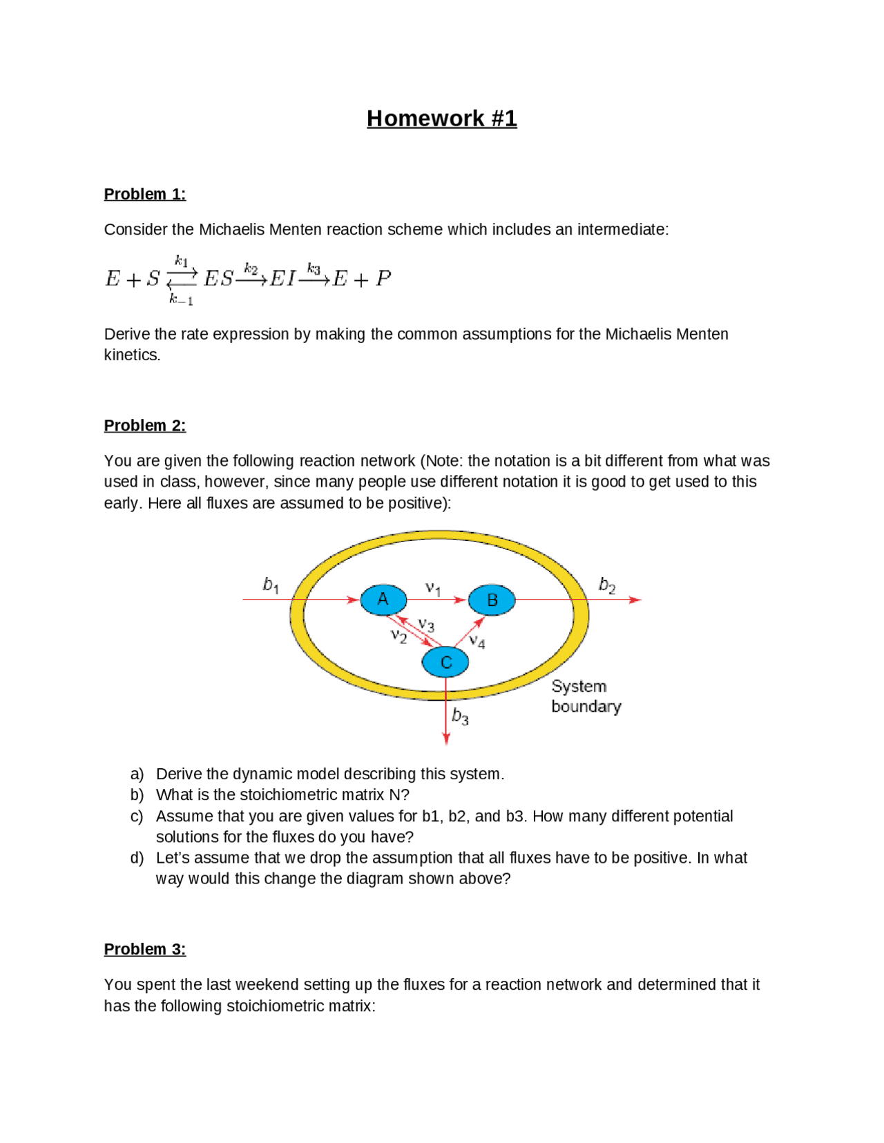3 Problems on Modeling of Biomedical Systems - Homework | BMED 2200 ...