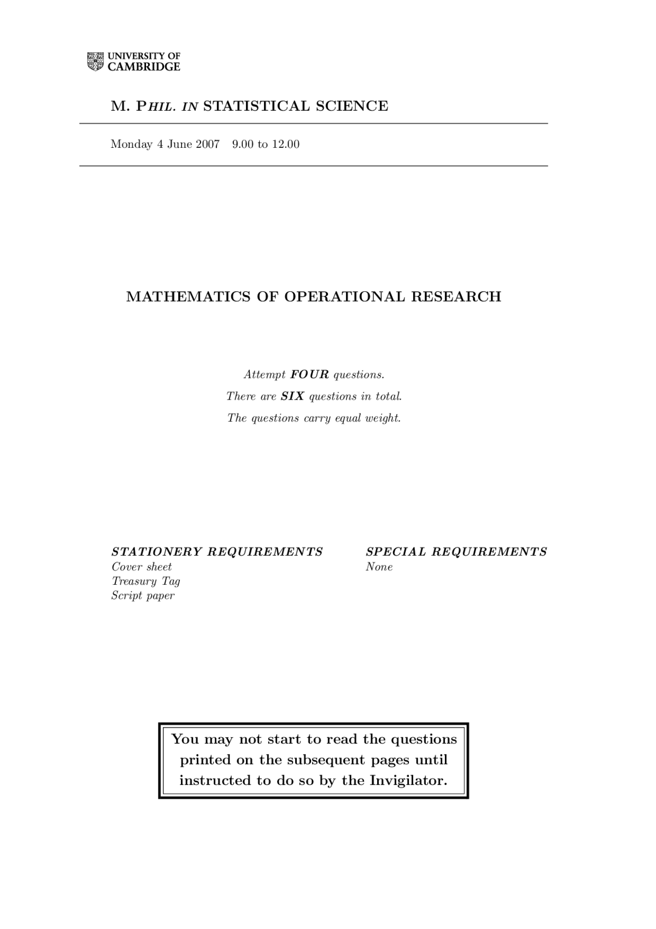 Simplex Algorithm Statistical Science Exam Docsity