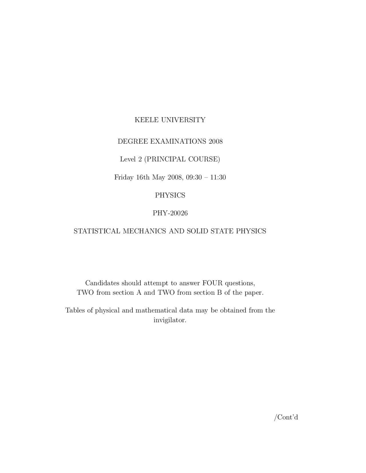 Microstate and Macrostate - Statistical Mechanics - Past Exam | Exams ...