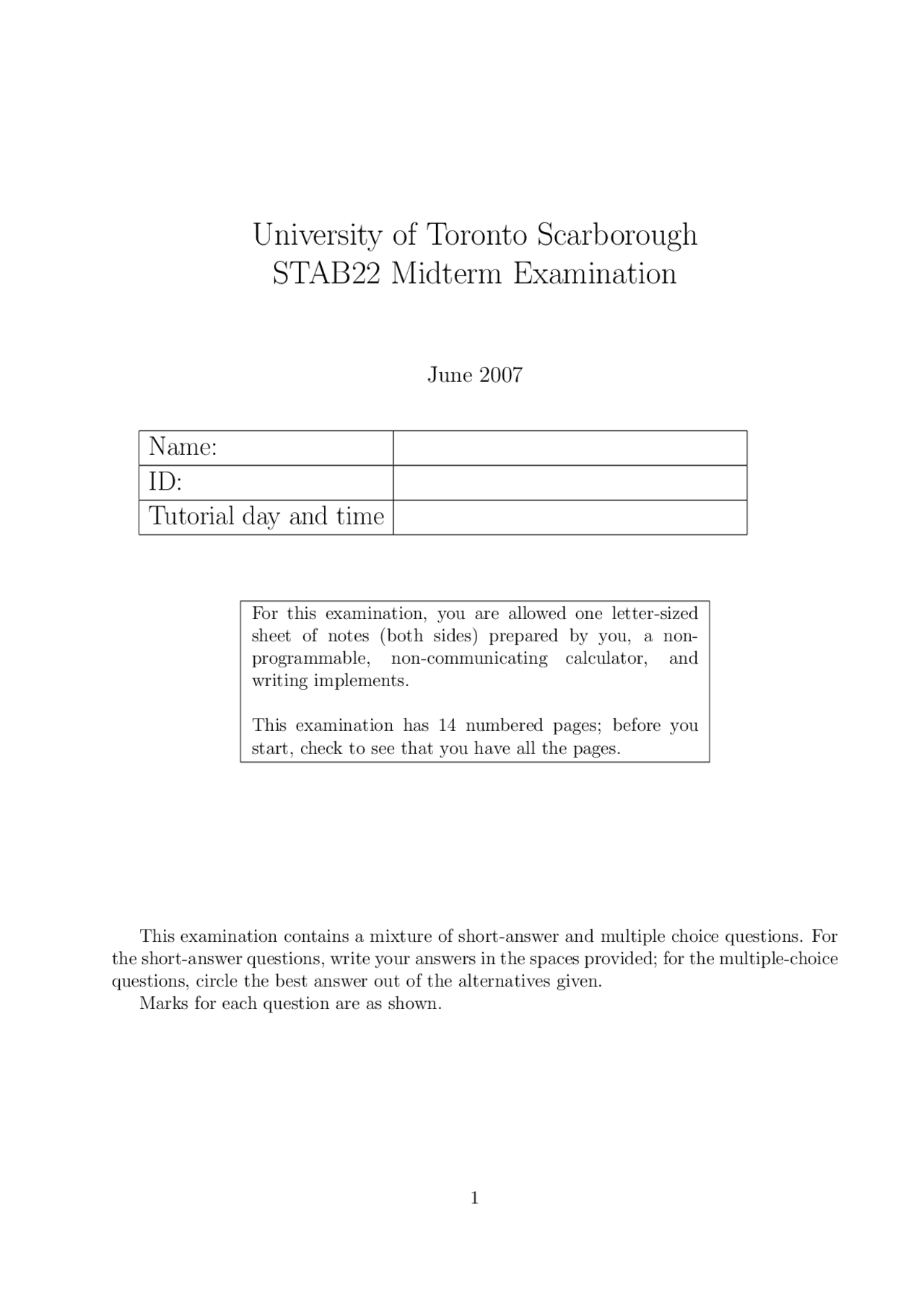 Certain University Introduction To Statistics Exam Docsity