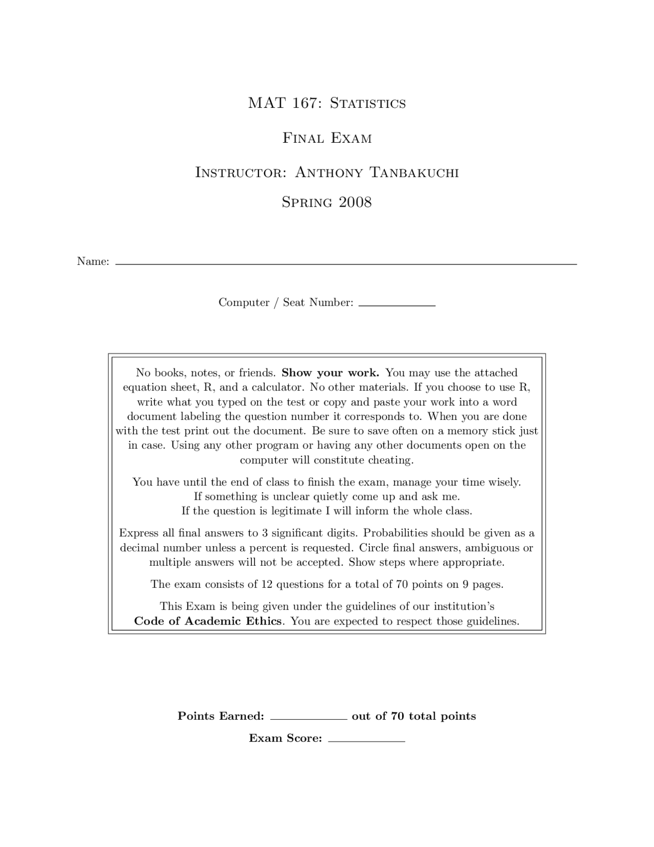 Percentile - Introduction to Statistics - Exam - Docsity
