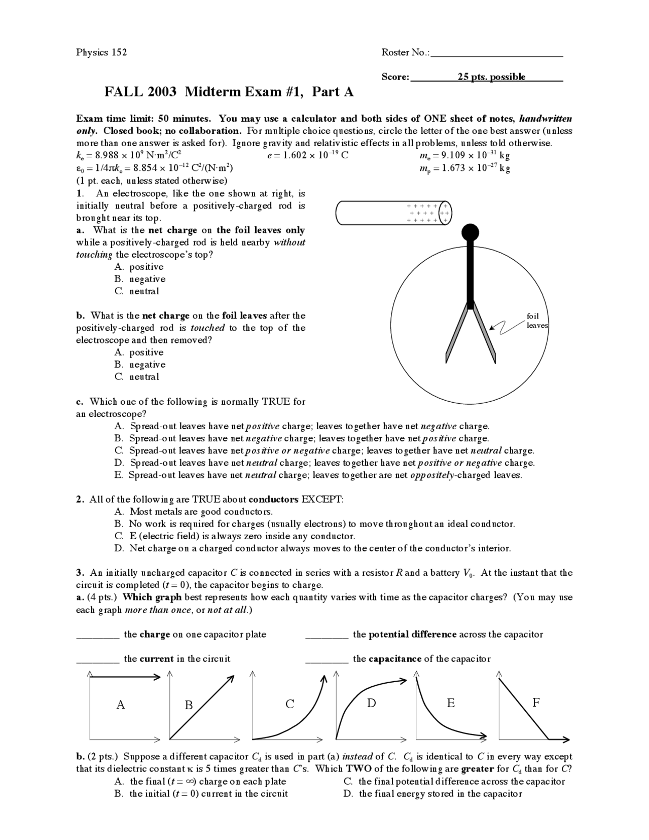 Net Charge Physics Past Paper Exams Physics Docsity