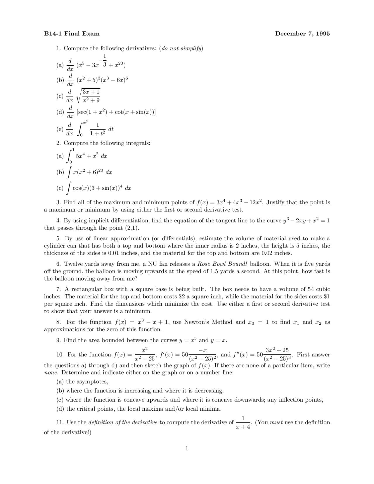 Maximum and Minimum Points - Differential Calculus of One Variable ...