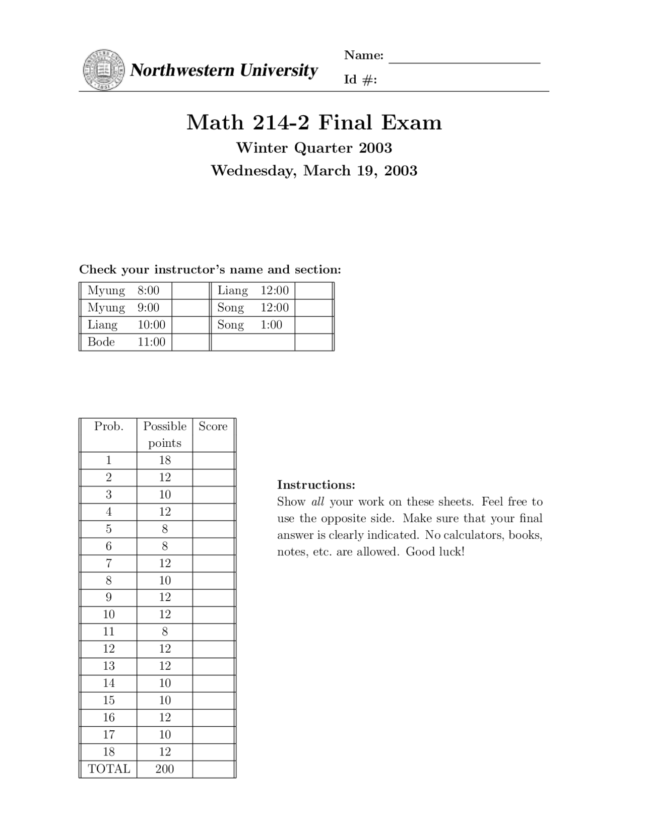Integrals Integral Calculus Of One Variable Functions Exam Docsity