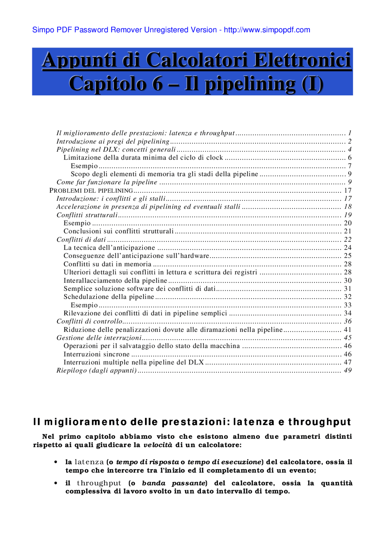 Il Pipelining Calcolatori Elettronici Appunti Ingegneria Parte
