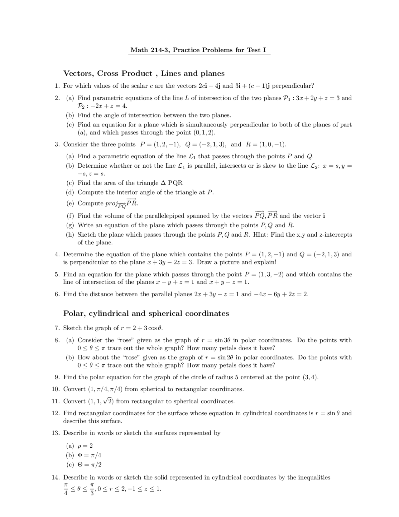 Plane Differential Calculus Of Multivariable Functions Exam Docsity