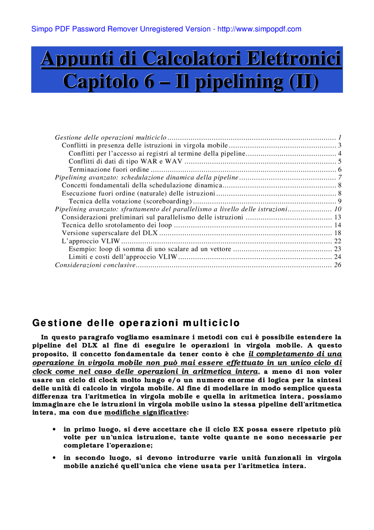 Il Pipelining Calcolatori Elettronici Appunti Ingegneria Parte