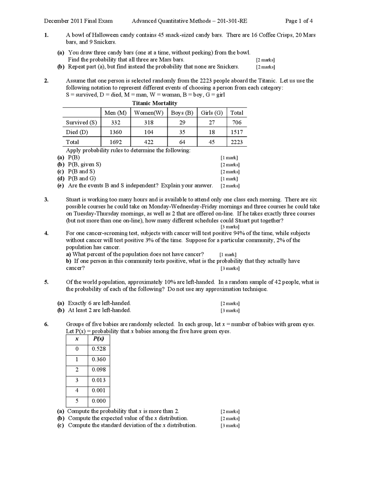Notation - Advanced Quantitative Methods - Exam - Docsity