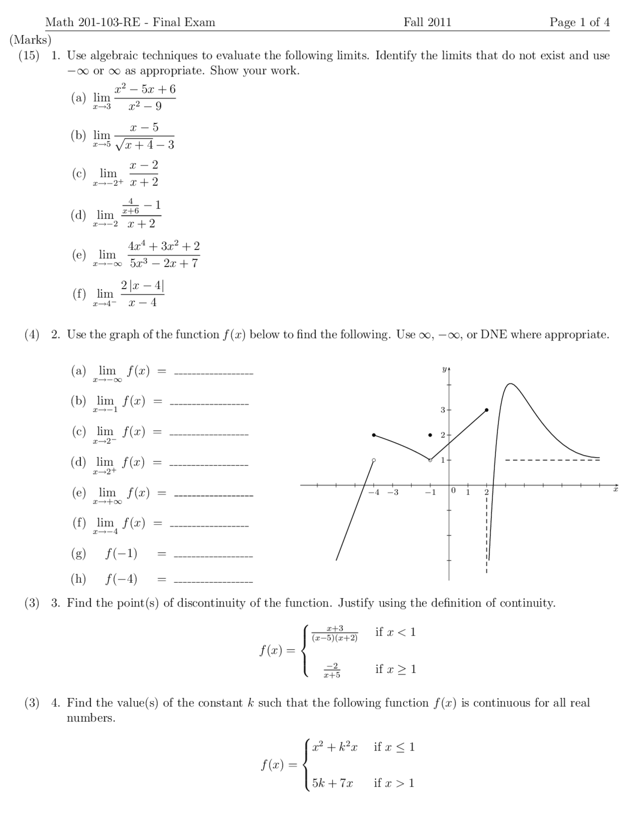 Graph Calculus Non Science Exam Docsity