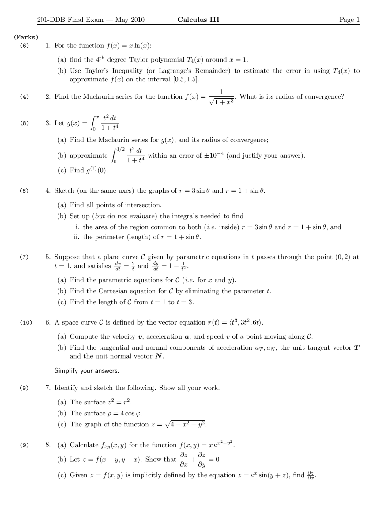 Maclaurin Series Calculus Science Exam Docsity