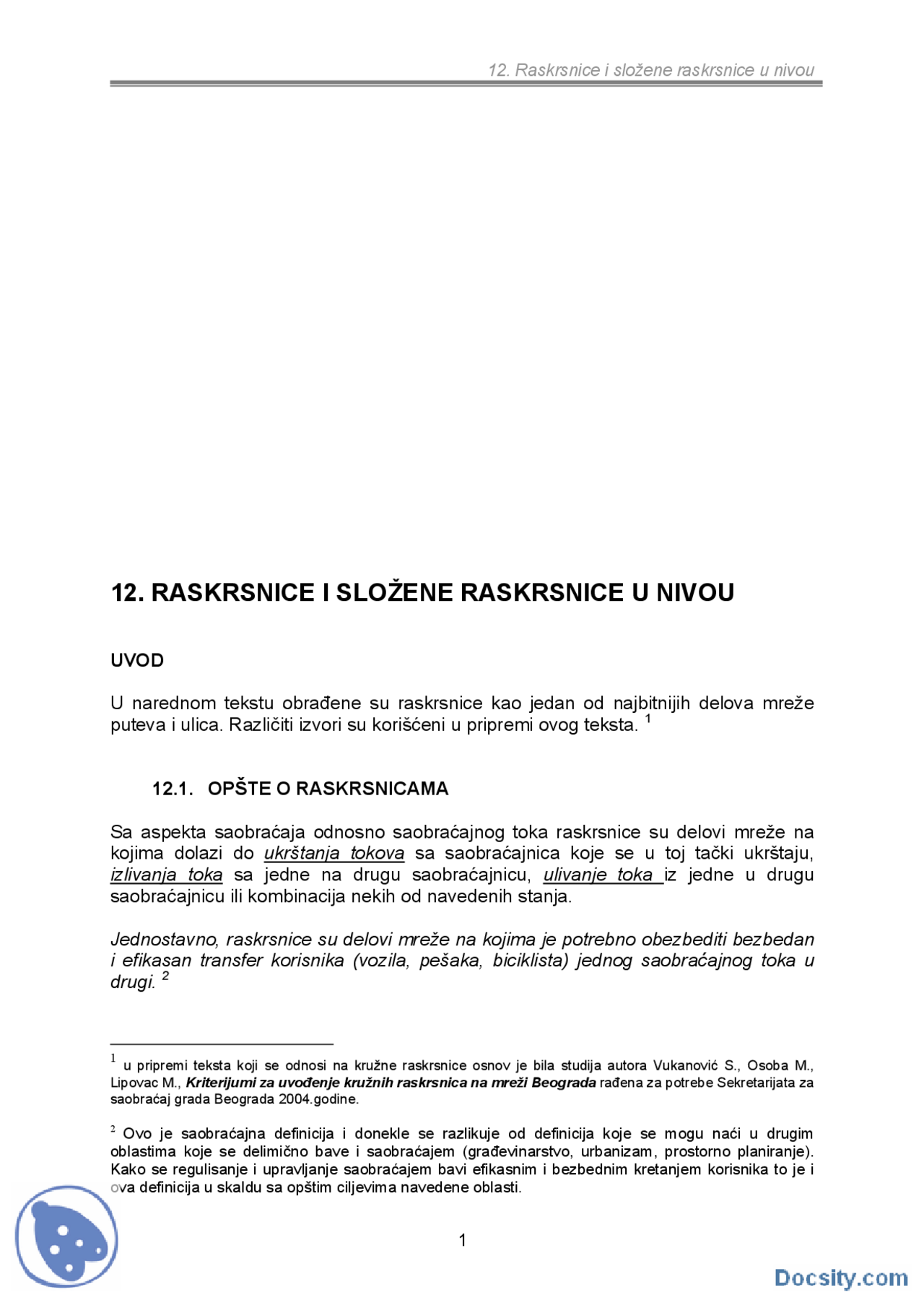 Raskrsnice U Nivou Skripte Saobracajni Fakultet Rezime Predlog