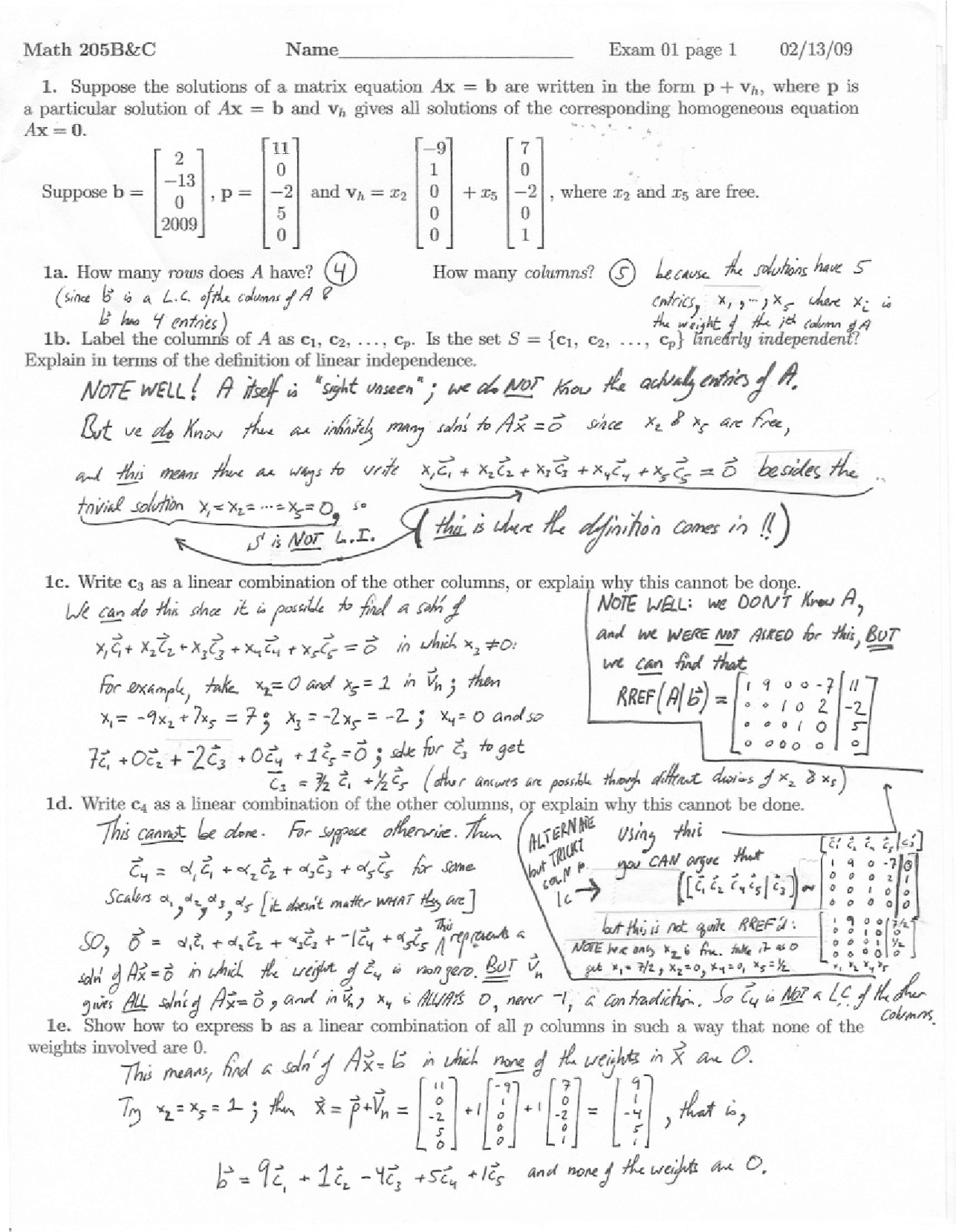 Definition Linear Algebra Solved Exam Docsity