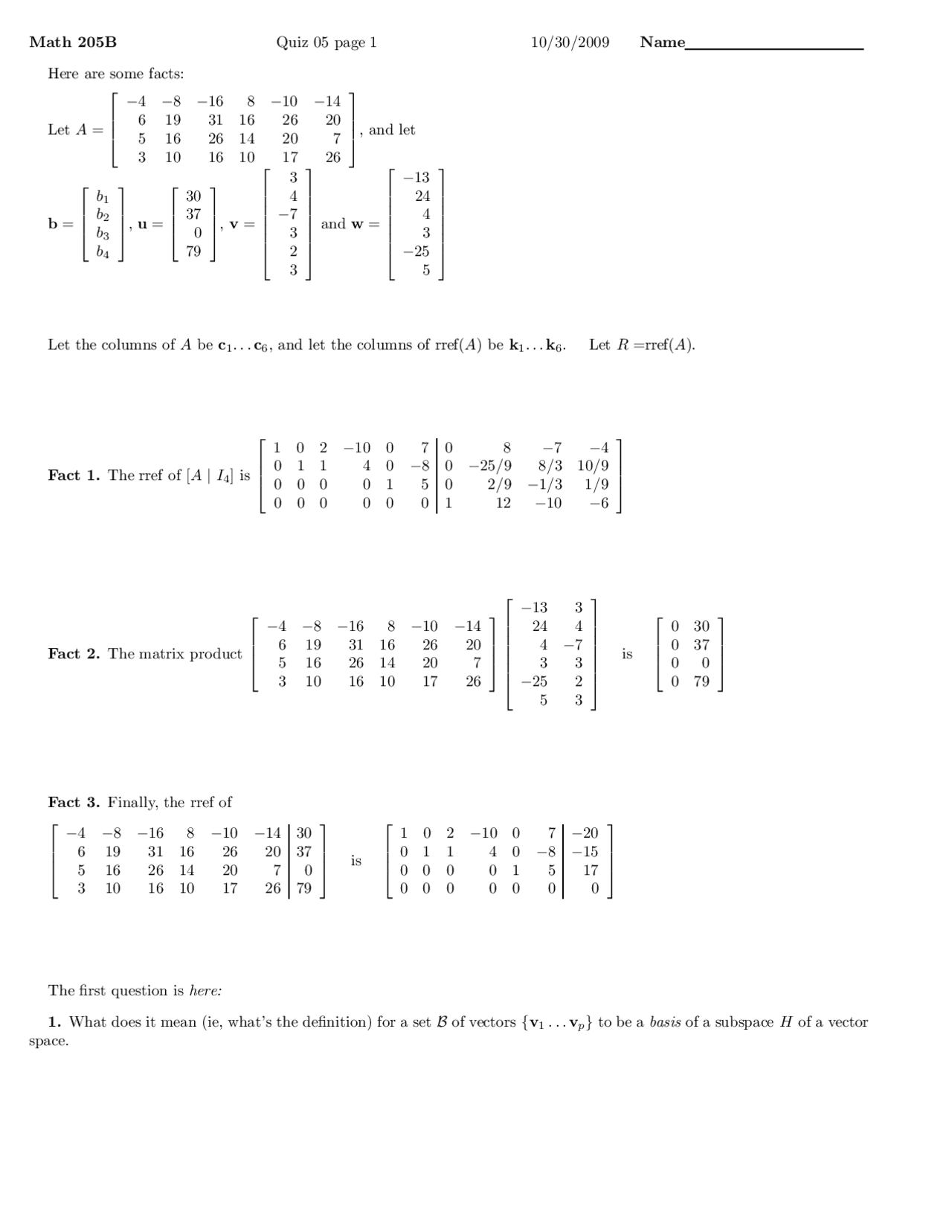 Columns Of Rref Linear Algebra Quiz Docsity