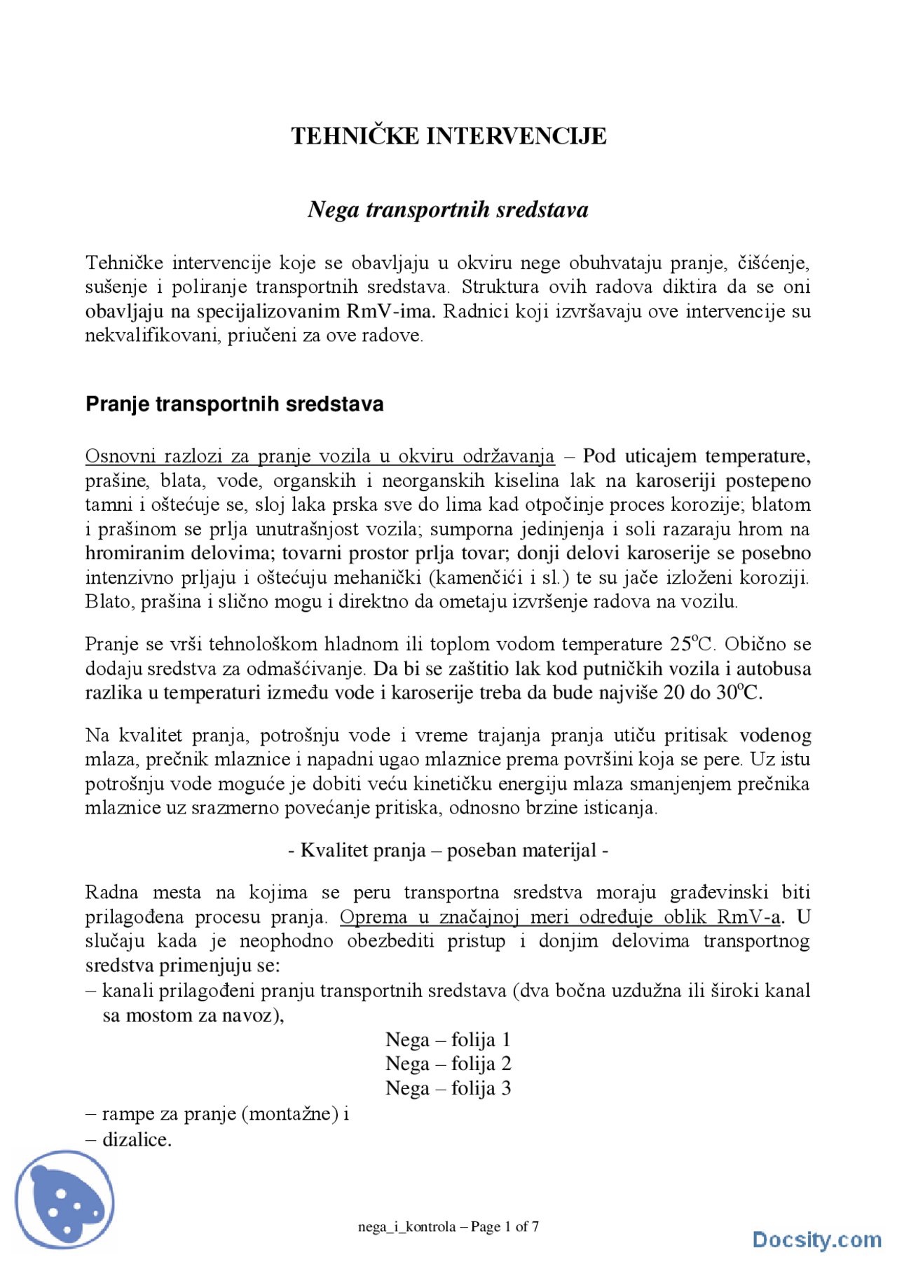Nega Transportnih Sredstava Skripte Saobracajni Fakultet Rezime