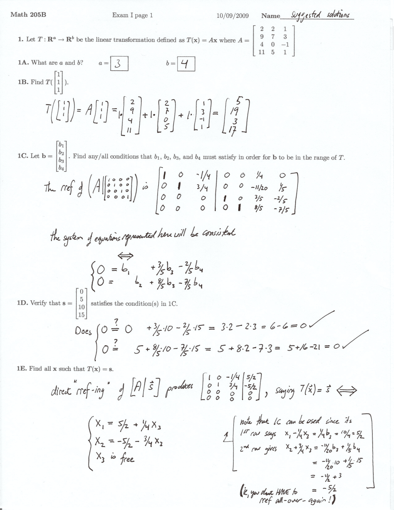 Satisfy - Linear Algebra - Solved Exam - Docsity