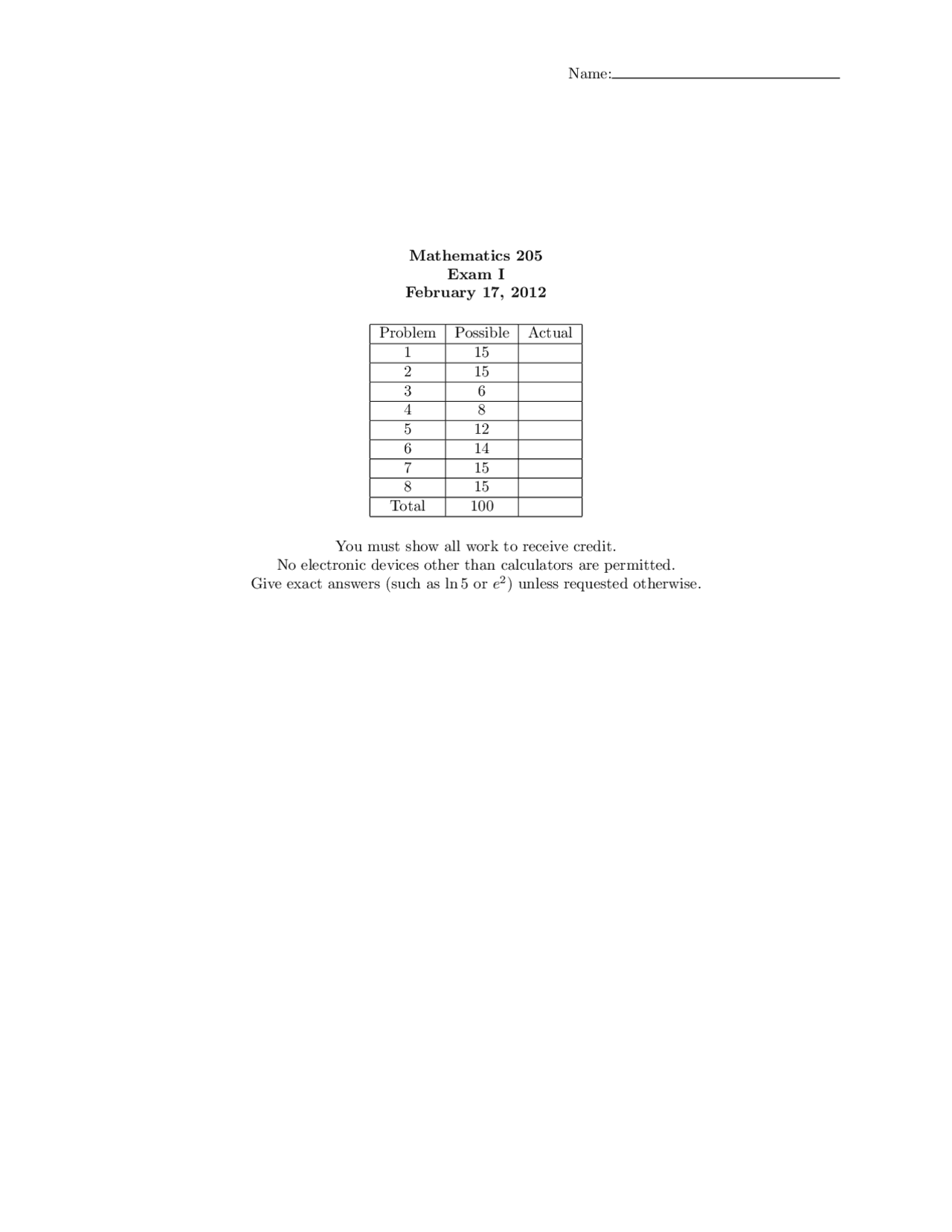 System Linear Algebra Exam Docsity