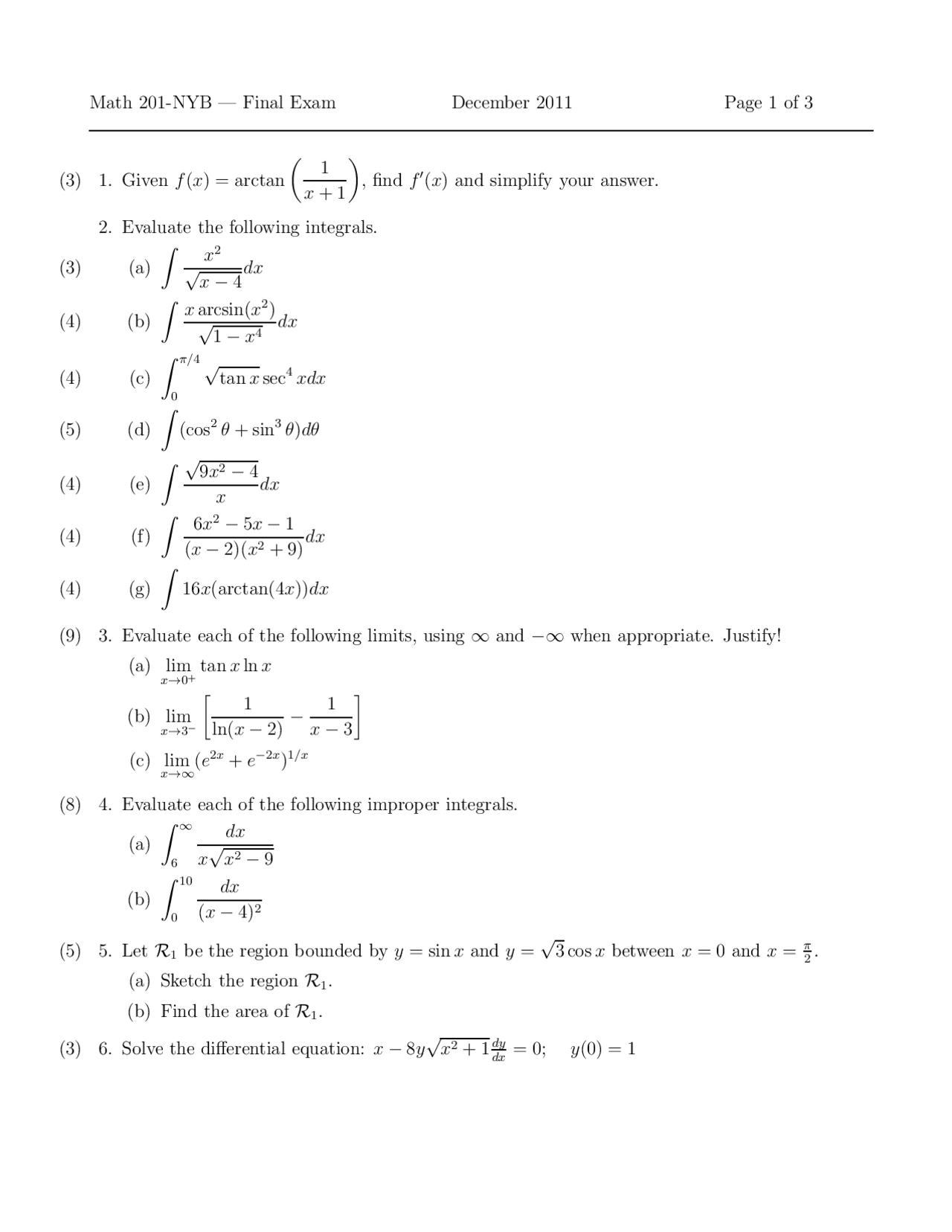 Limits Calculus Science Exam Docsity