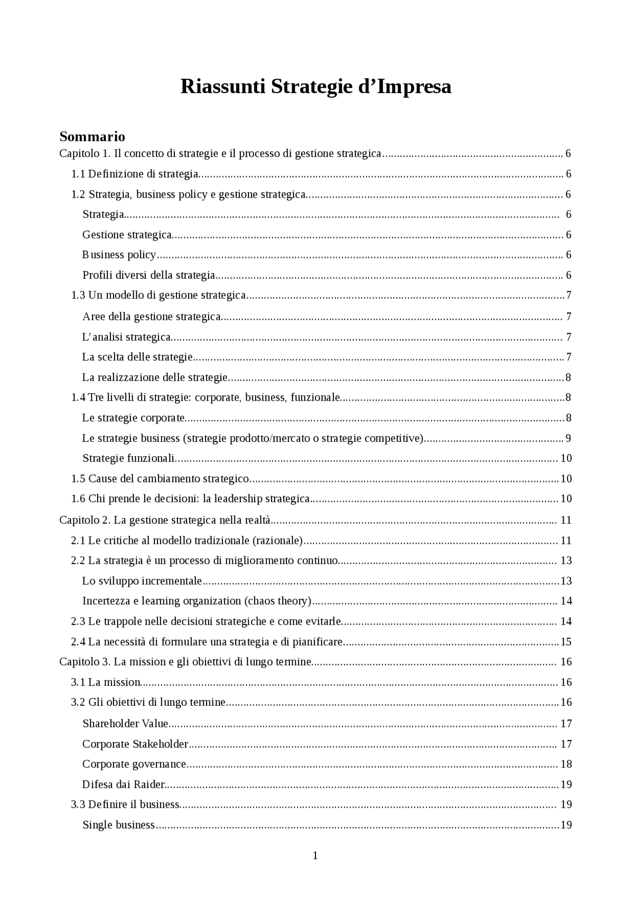 Strategie Impresa Docsity